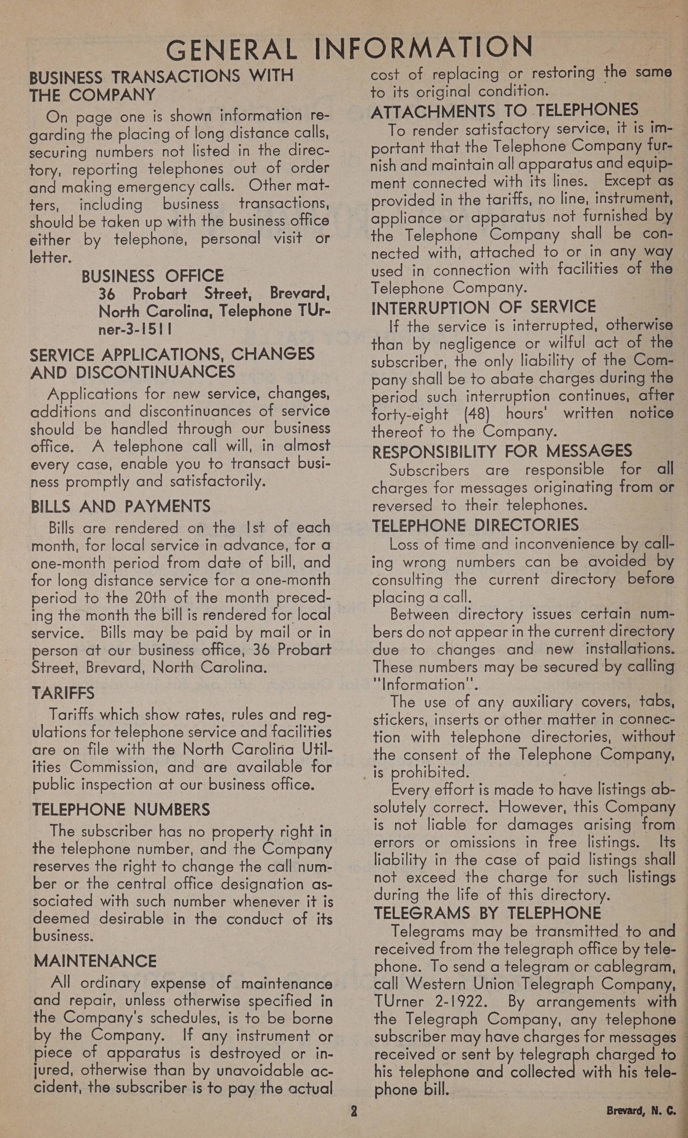 Telephone Directory [December, 1964]