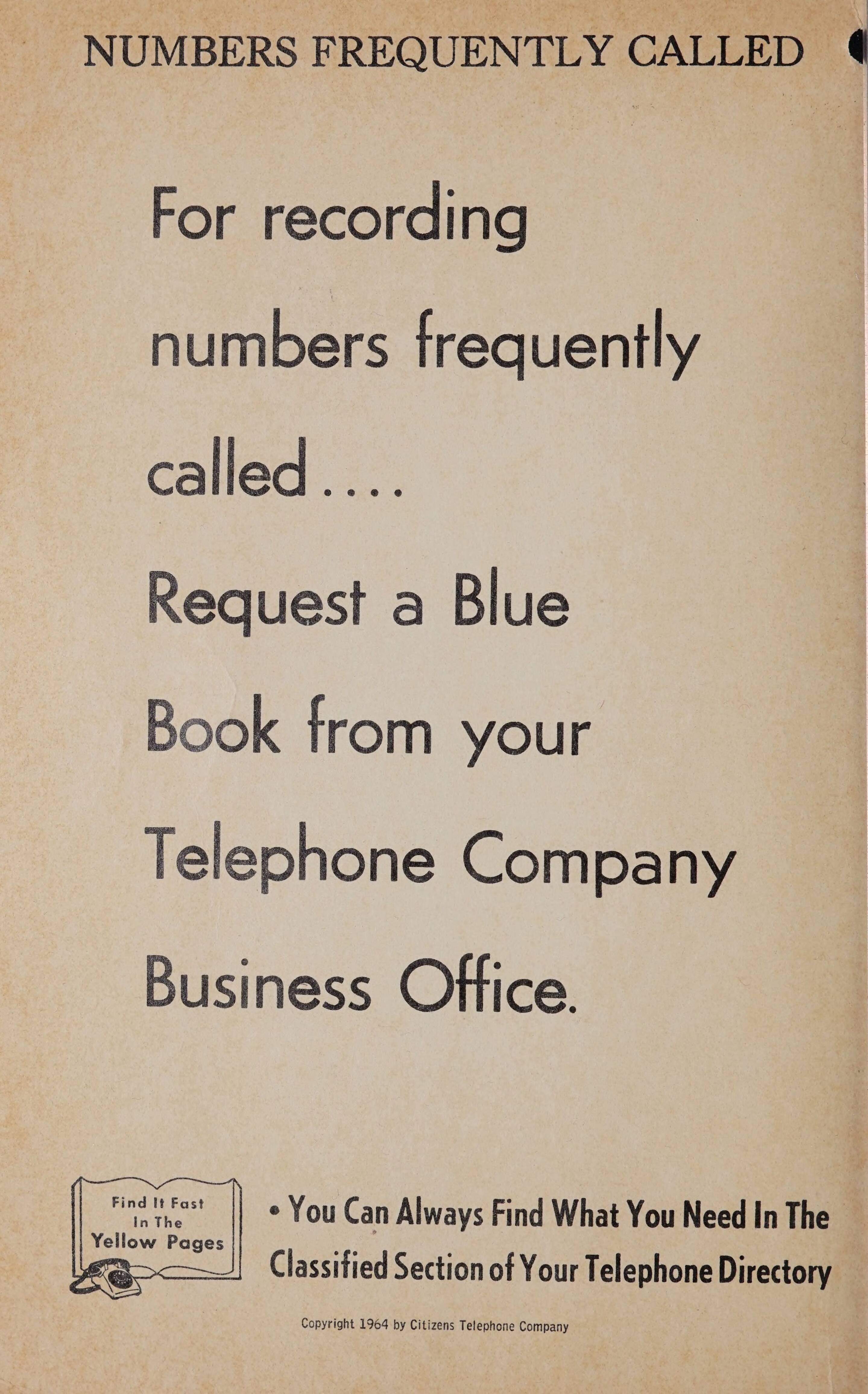 Telephone Directory [January, 1970]