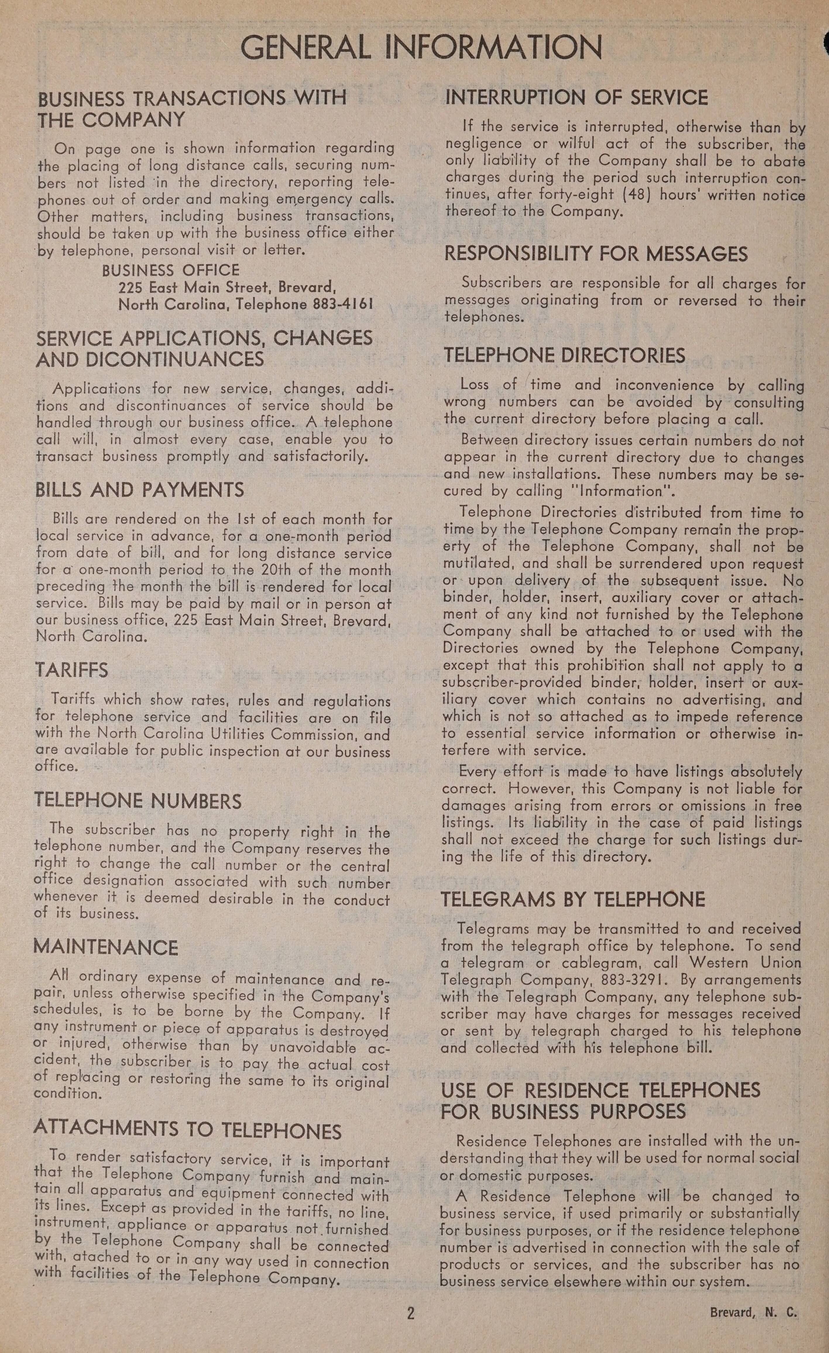 Telephone Directory [January, 1970]