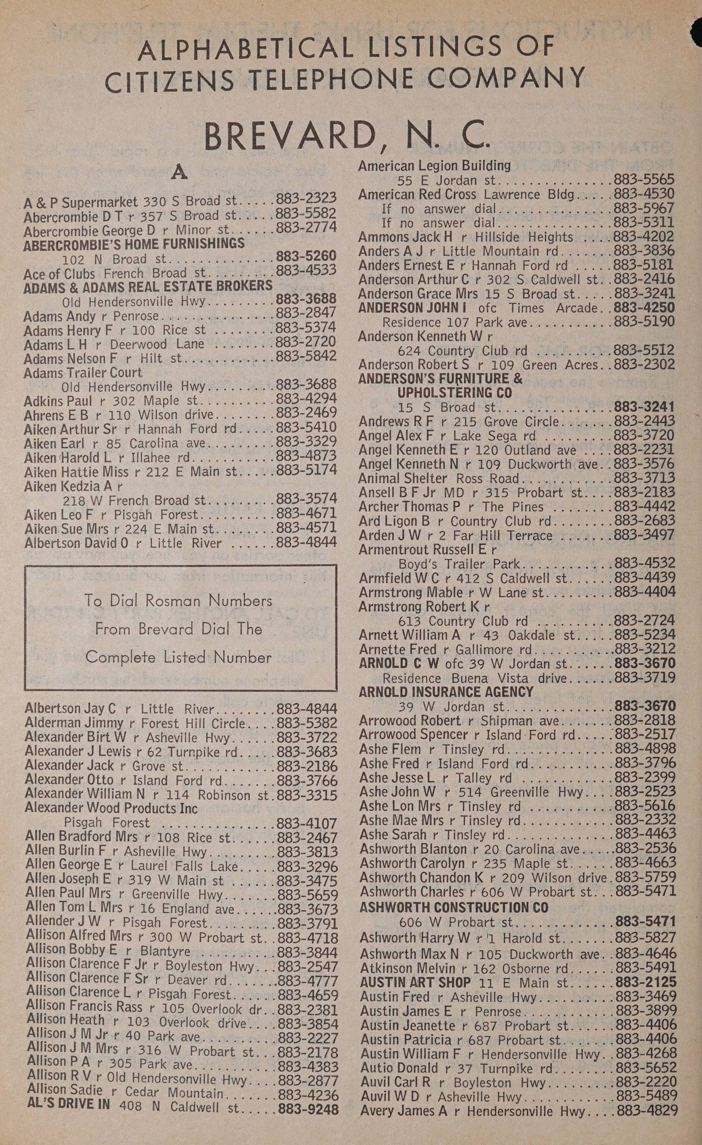 Telephone Directory [January, 1970]