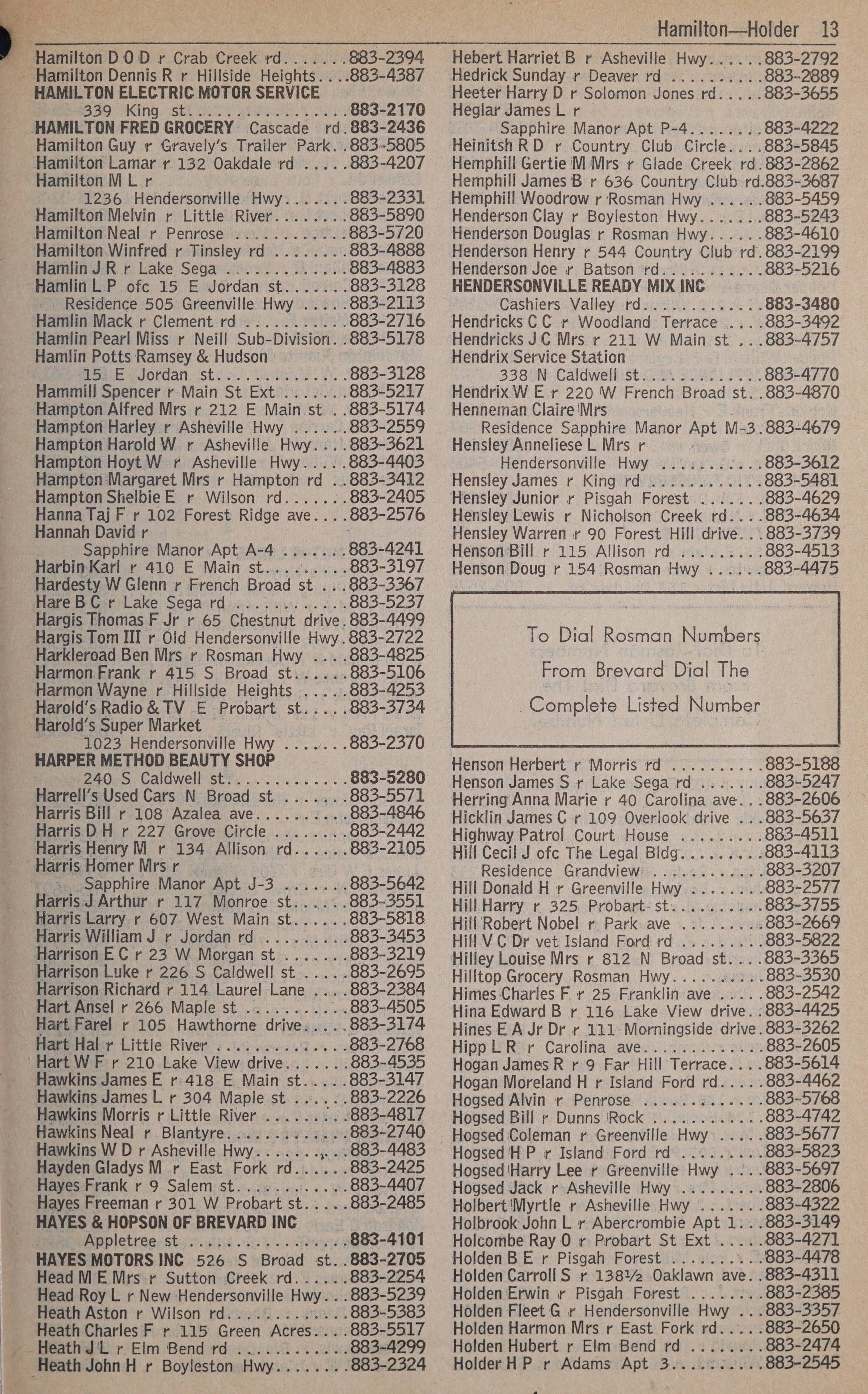 Telephone Directory [January, 1970]