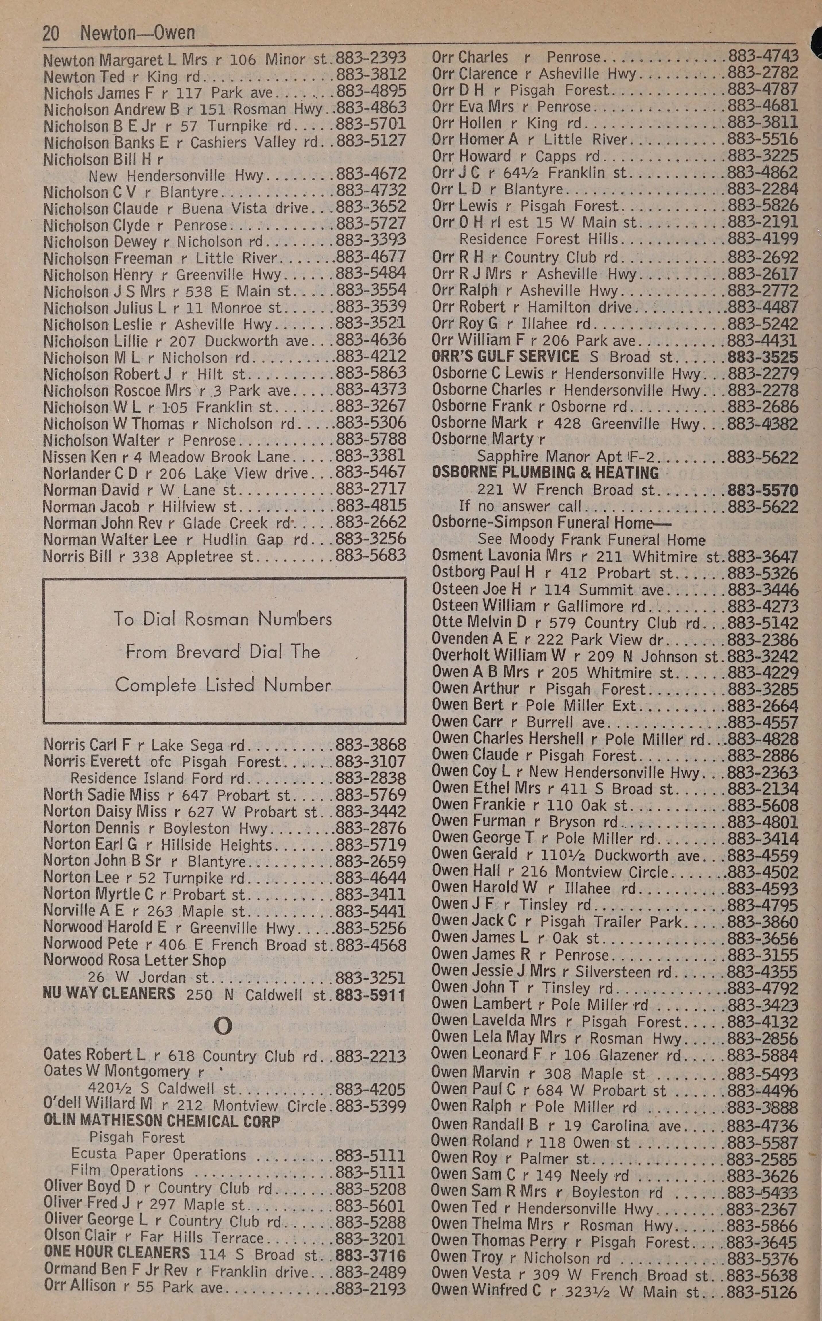 Telephone Directory [January, 1970]