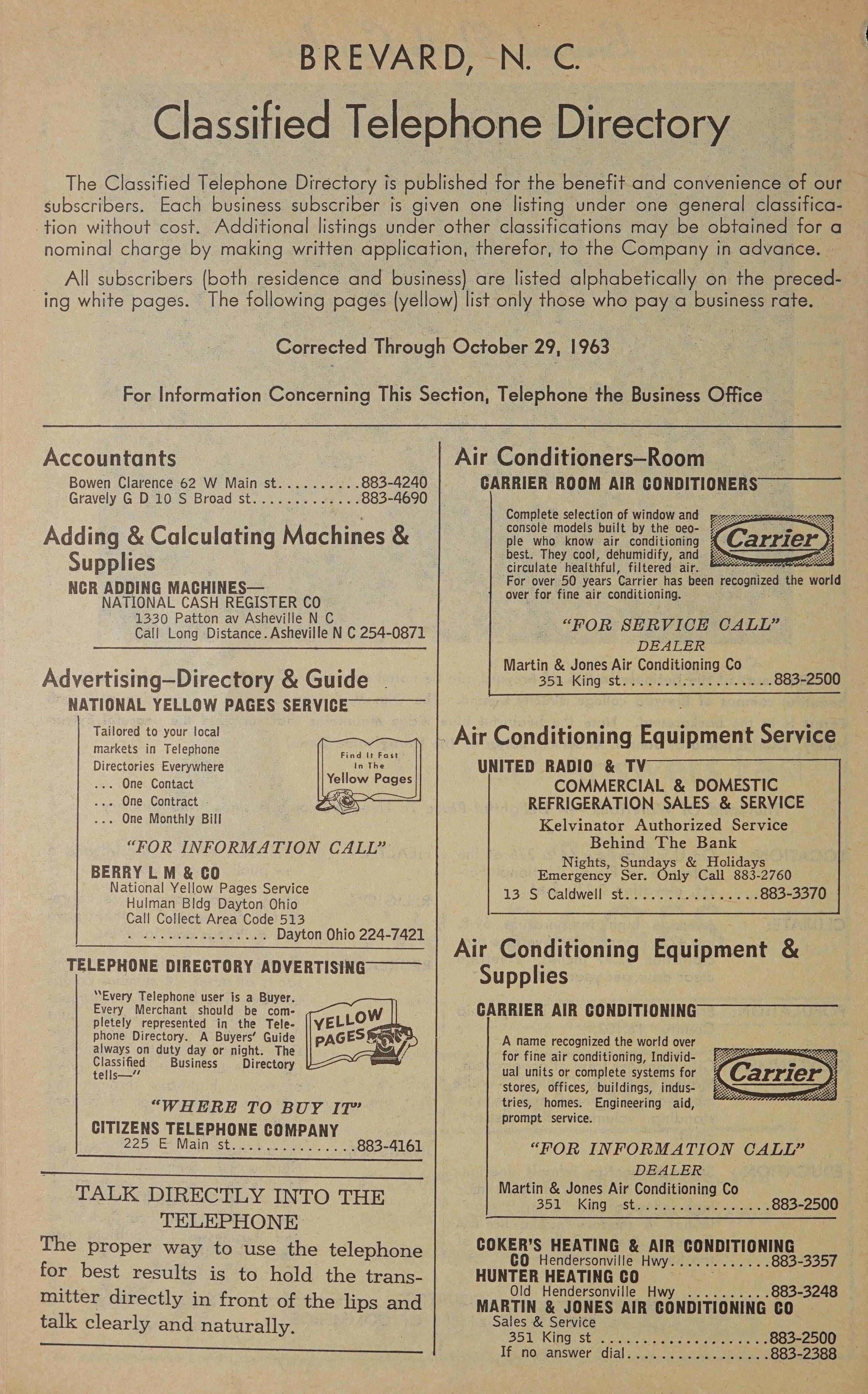 Telephone Directory [January, 1970]