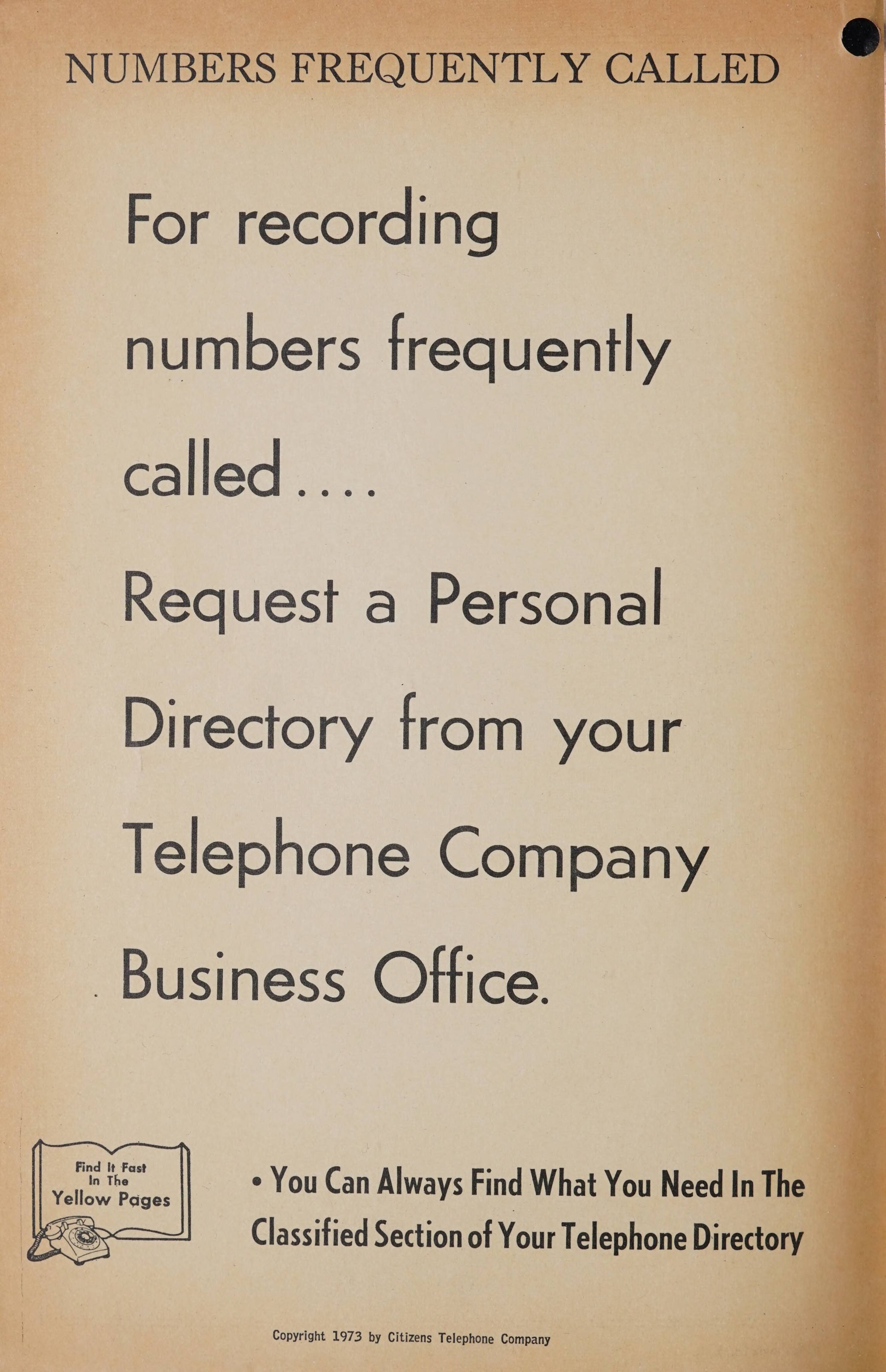 Telephone Directory [January, 1973]