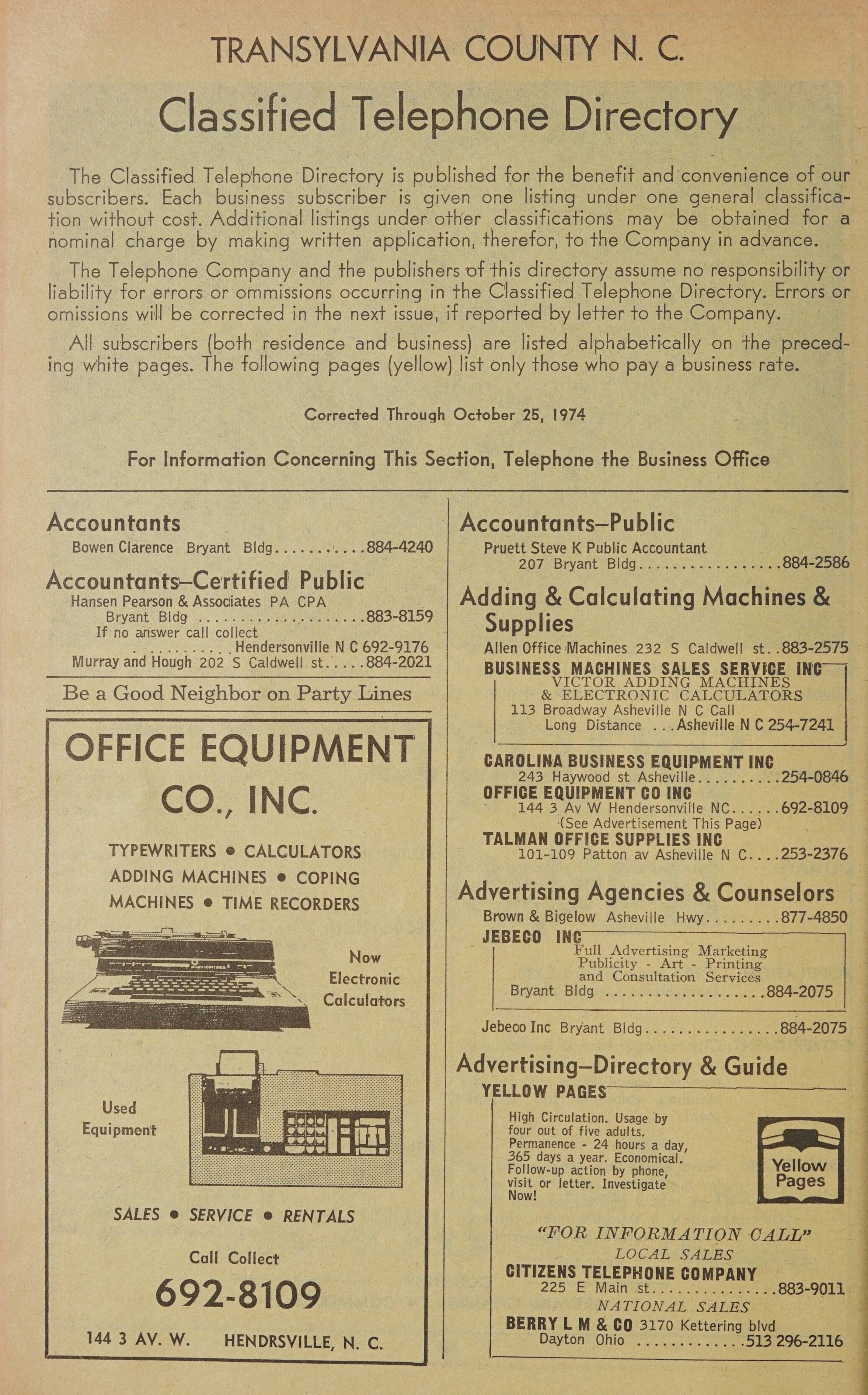 Telephone Directory [January, 1975]