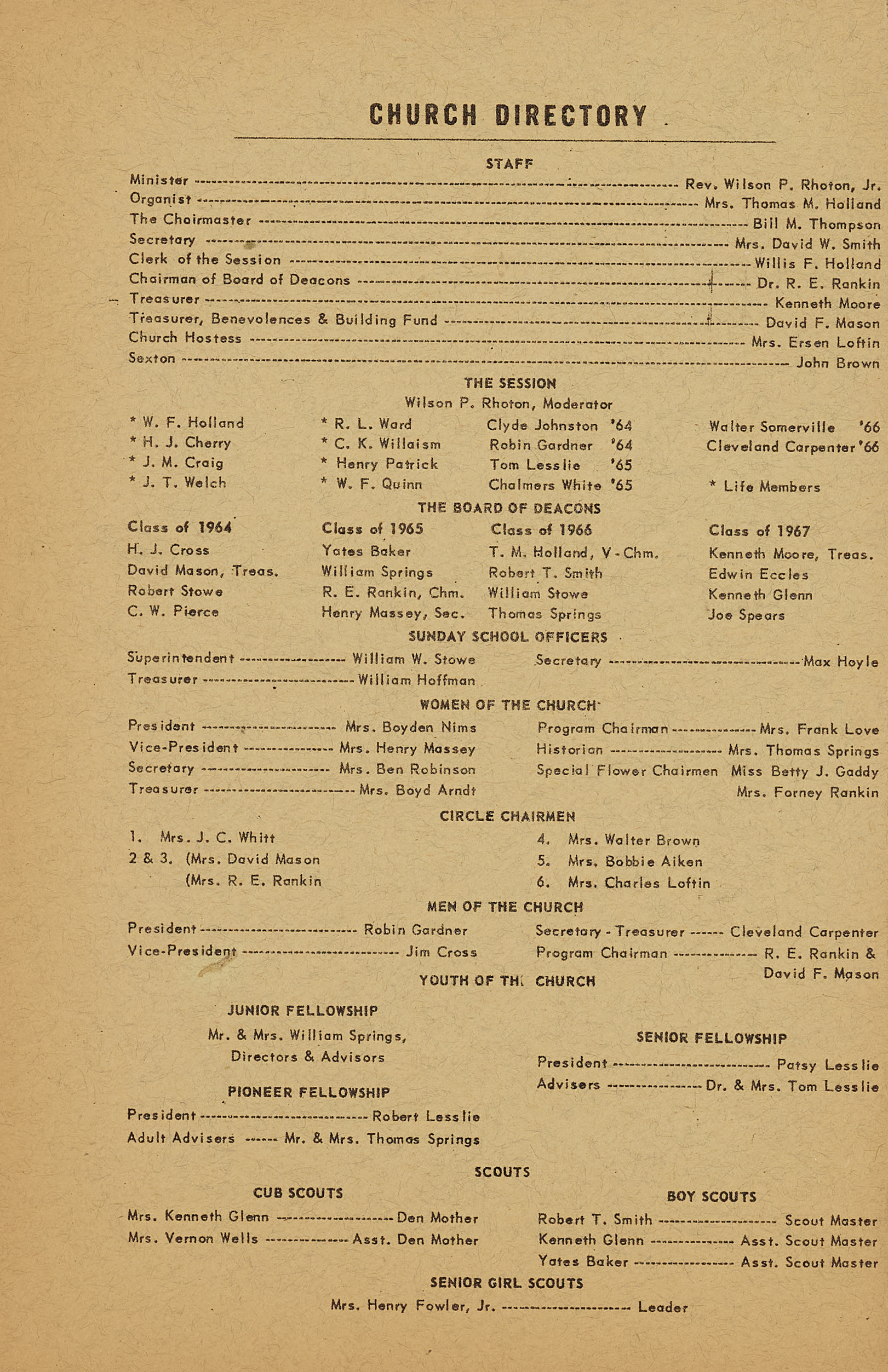 Mount Holly Presbyterian Church Bulletins [1964-66]