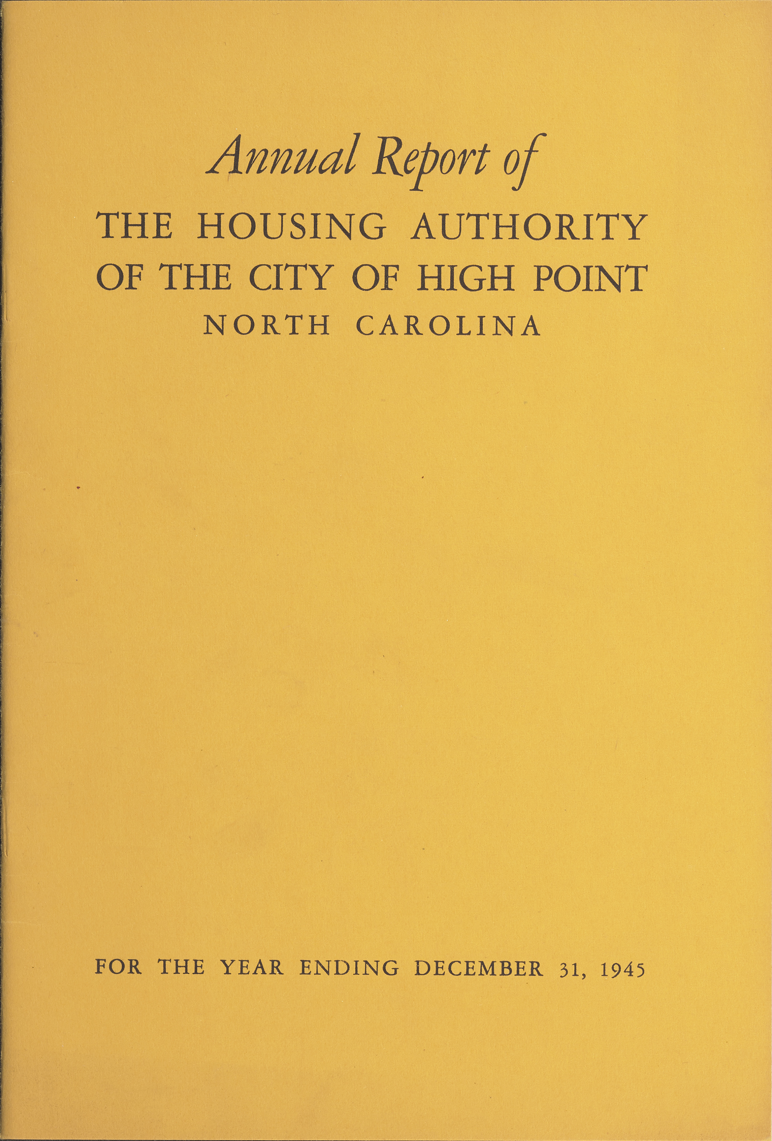 Annual report, Housing Authority of the City of High Point