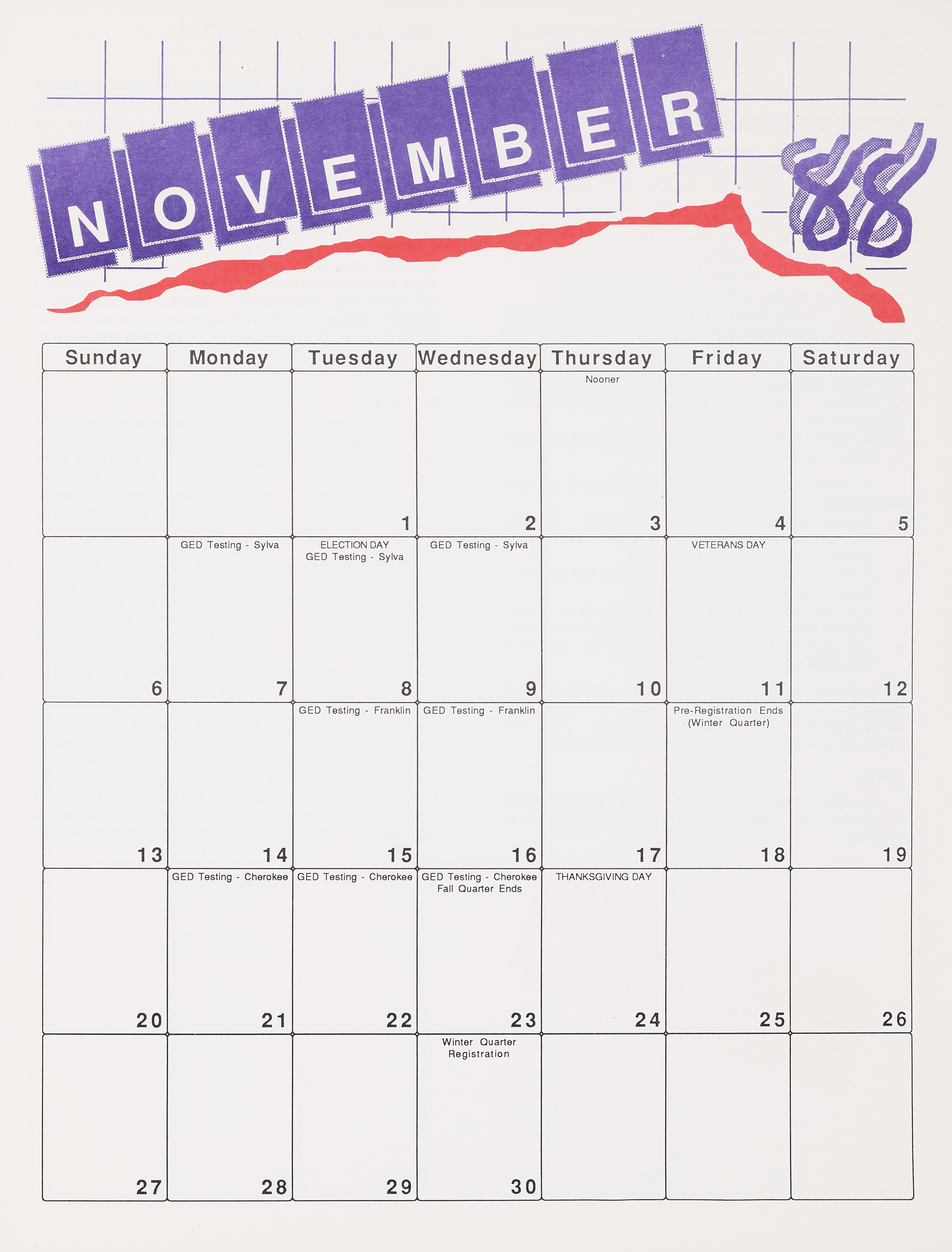 Southwestern Community College Student Calendar/Handbook [1988-1989]