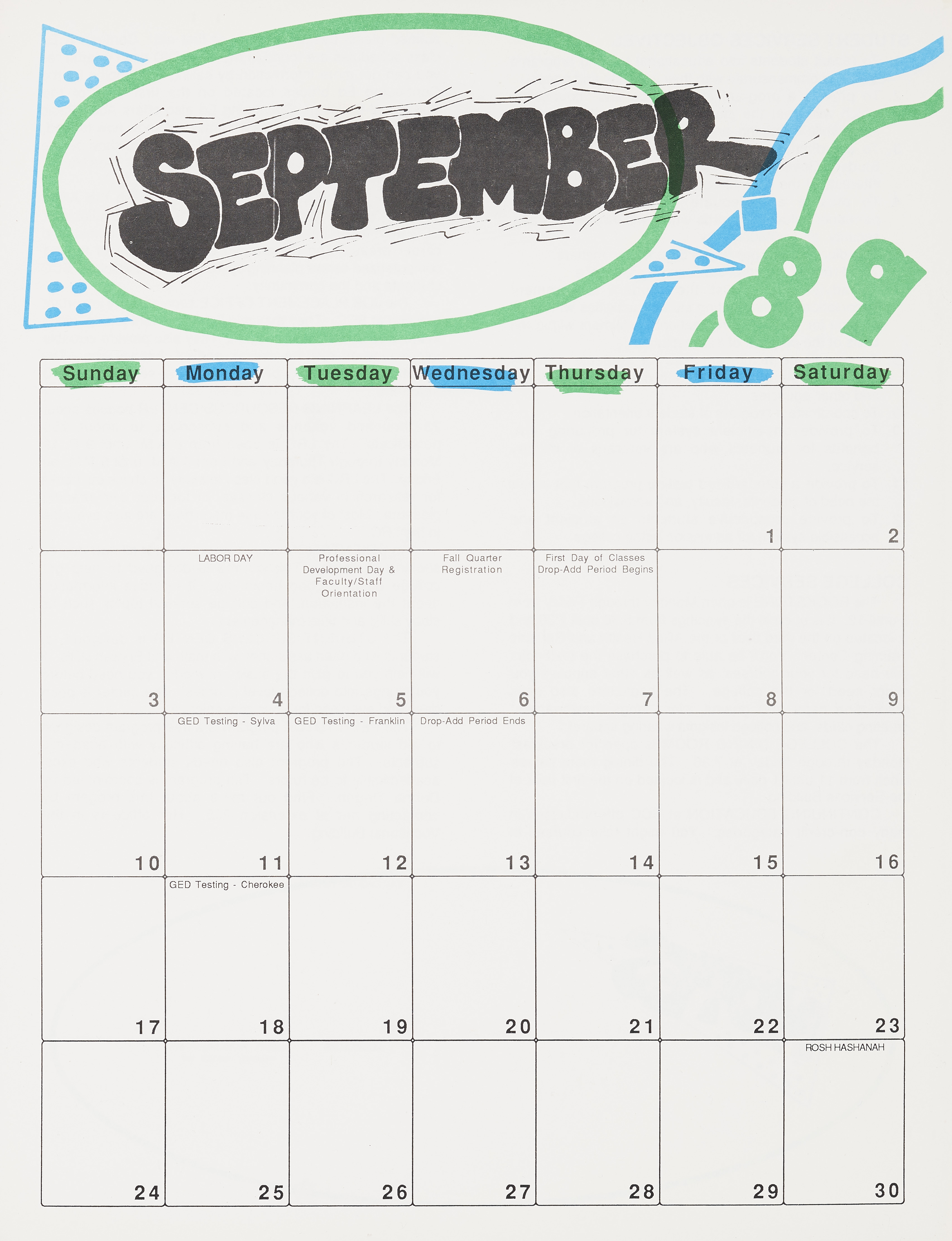 Southwestern Community College Student Calendar/Handbook [1988-1989]