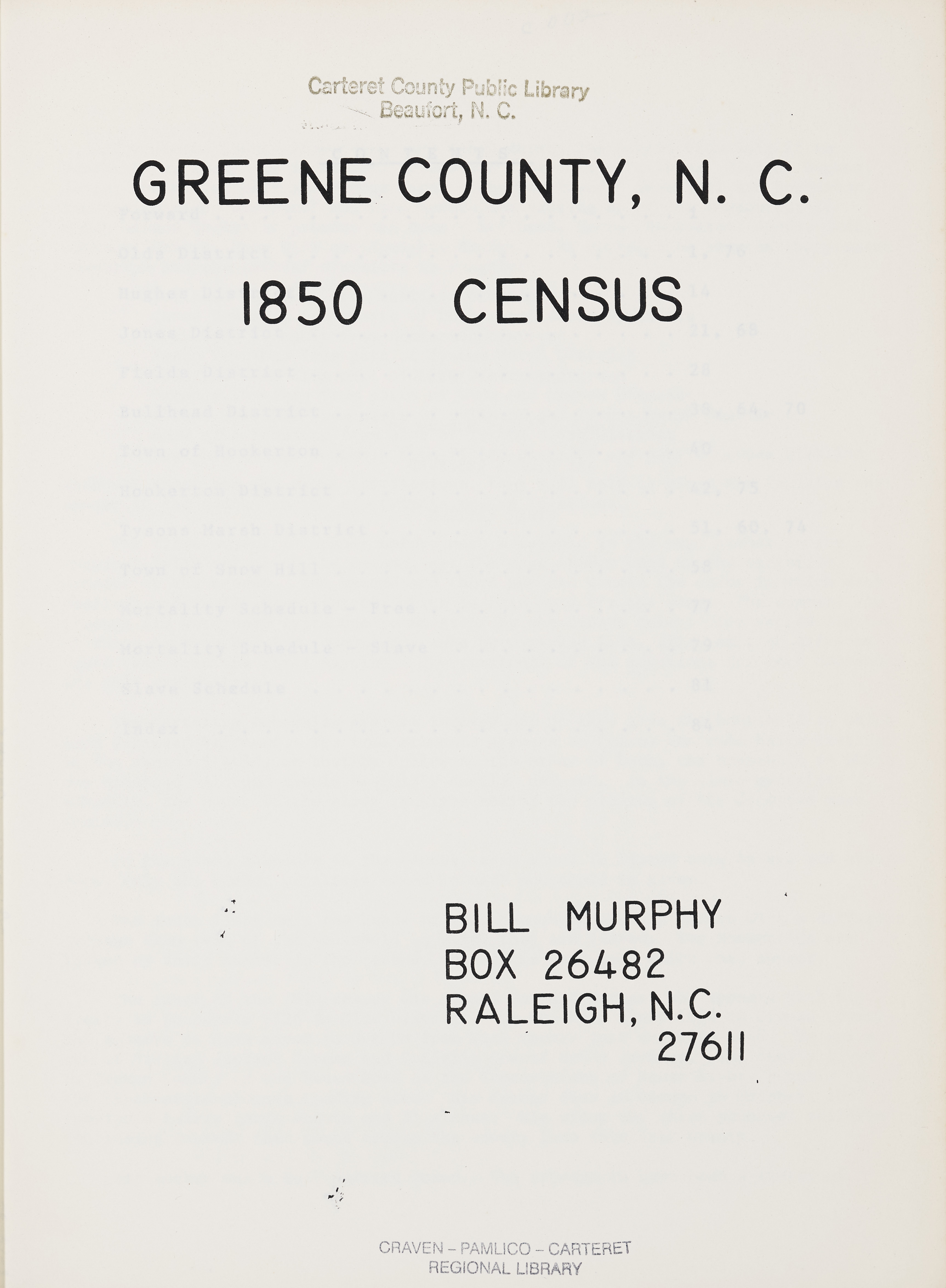 Greene County 1850 Census