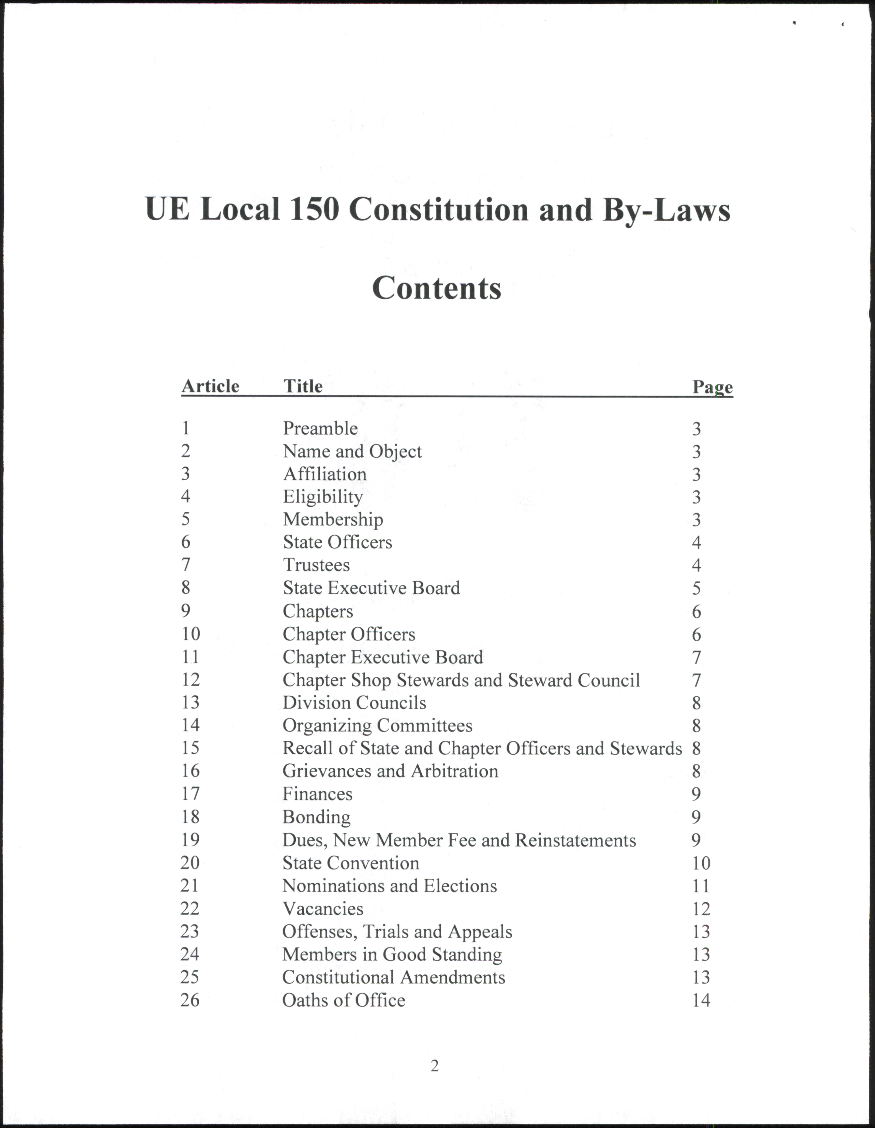 UE Local 150 North Carolina Public Service Workers Constitution and By-laws