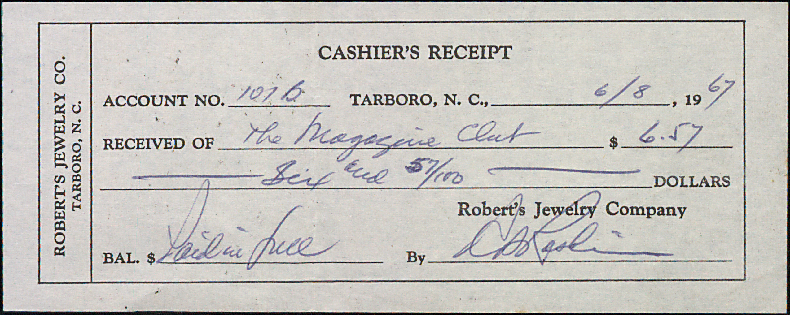 Magazine Club Receipts