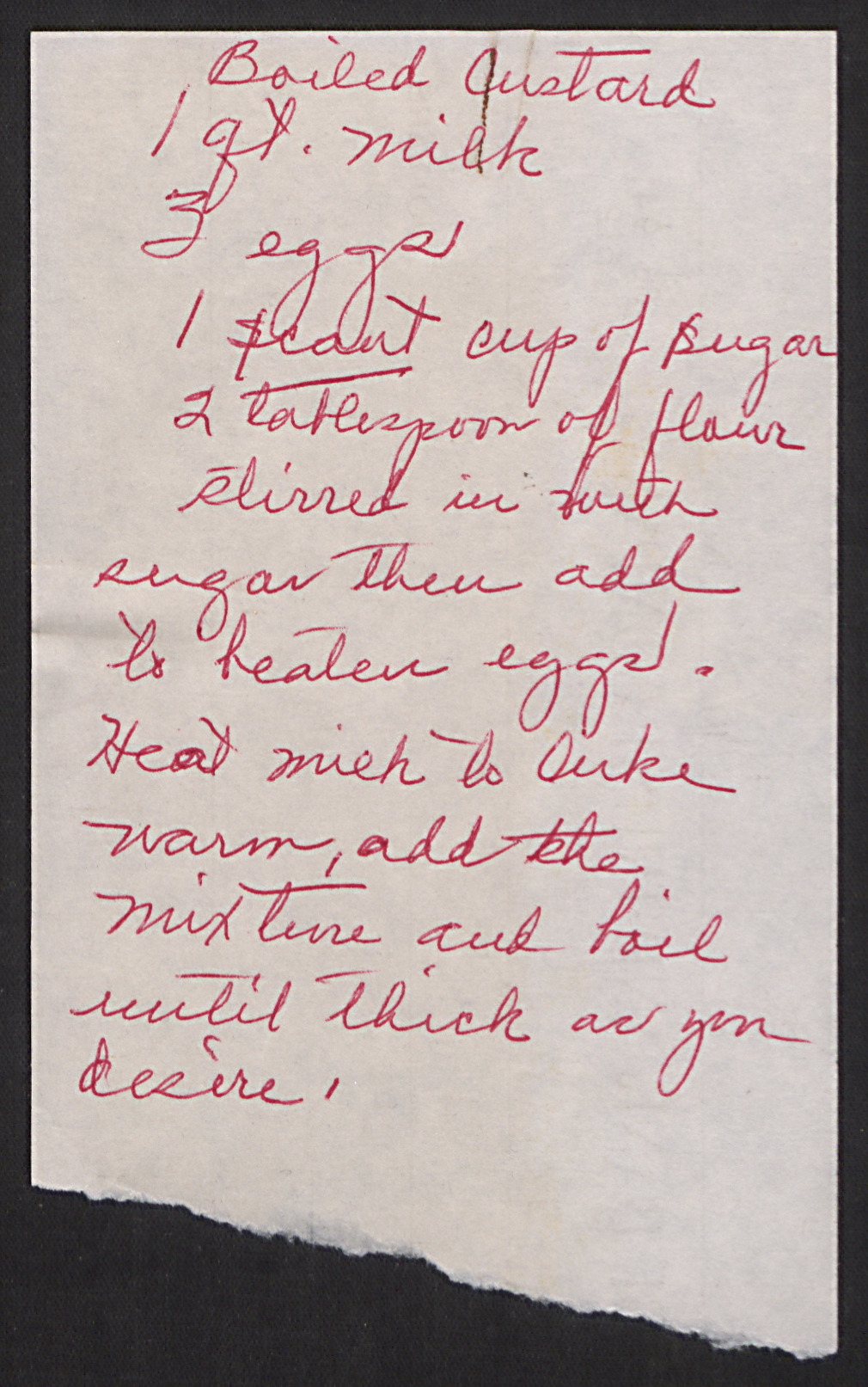 Recipe for Boiled Custard