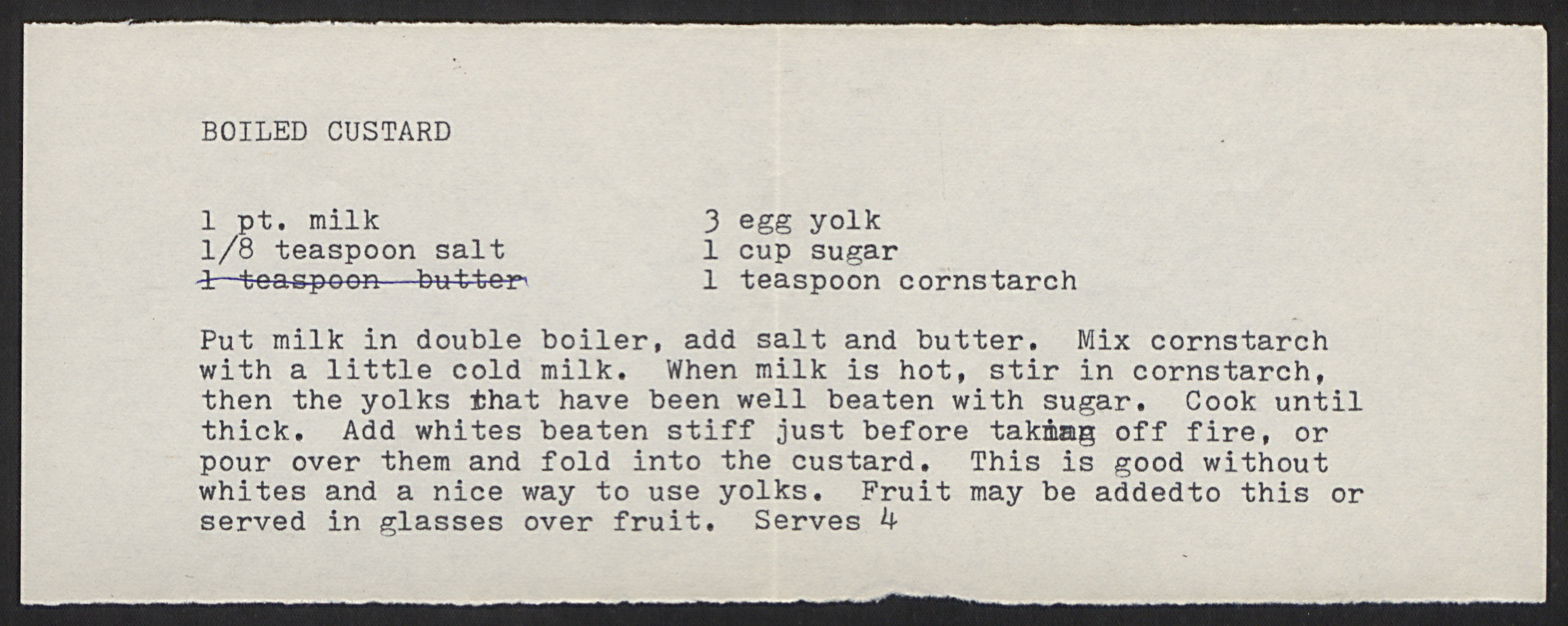 Recipe for Boiled Custard