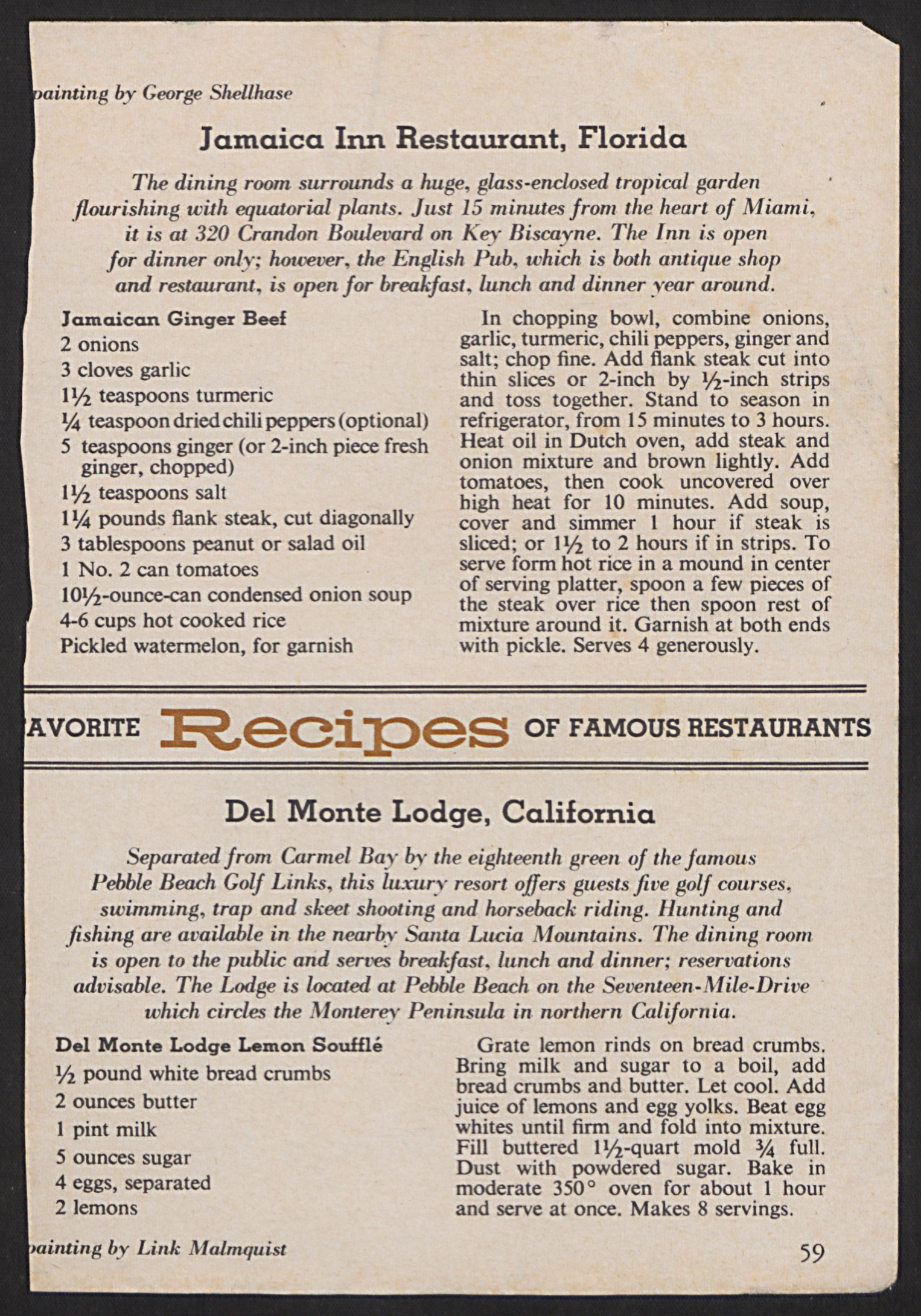 Recipes from Famous Recipes and Famous Restaurants