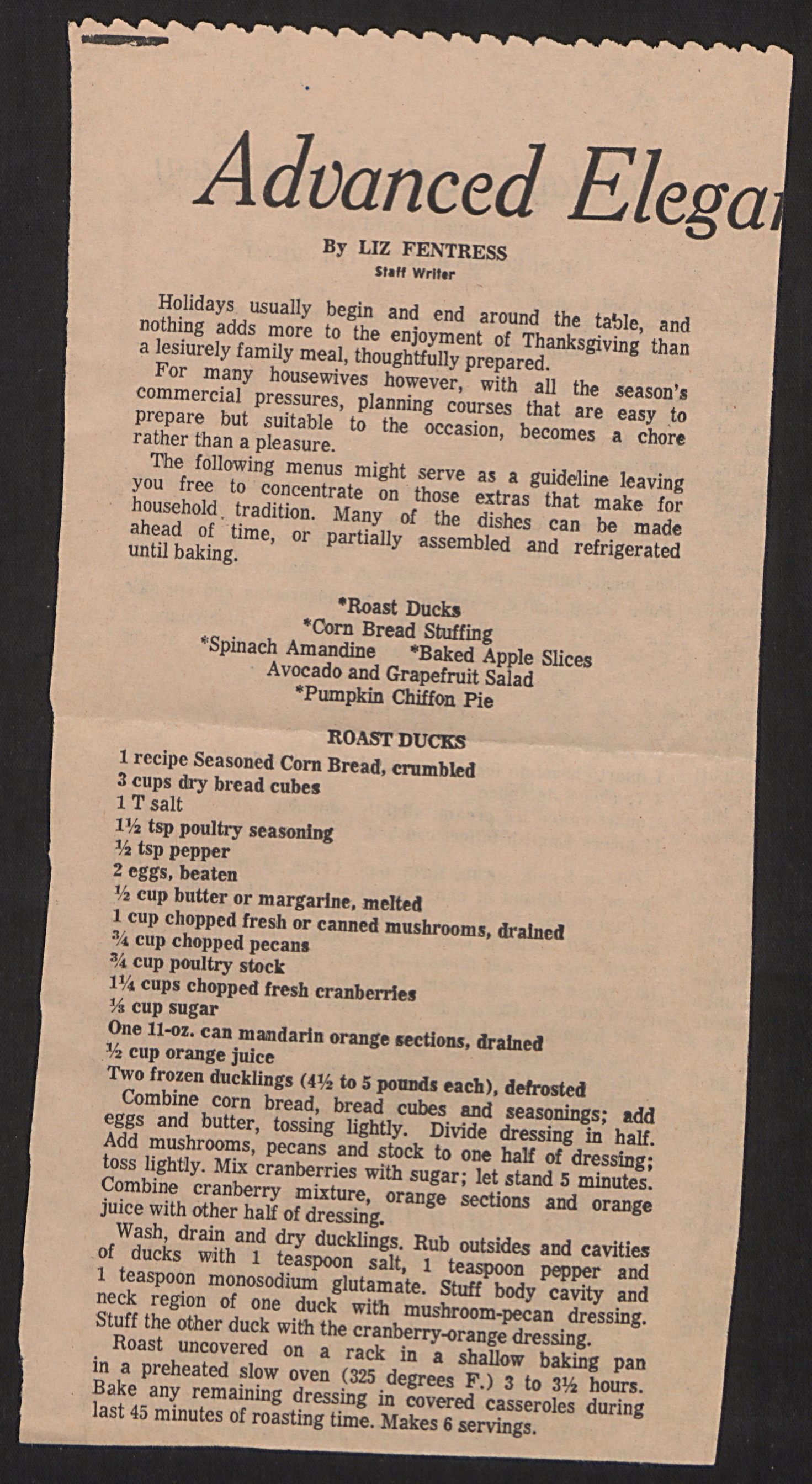 Recipe for Roast Ducks