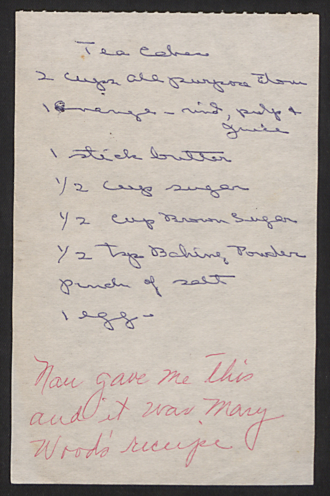 Recipe for Tea Cakes