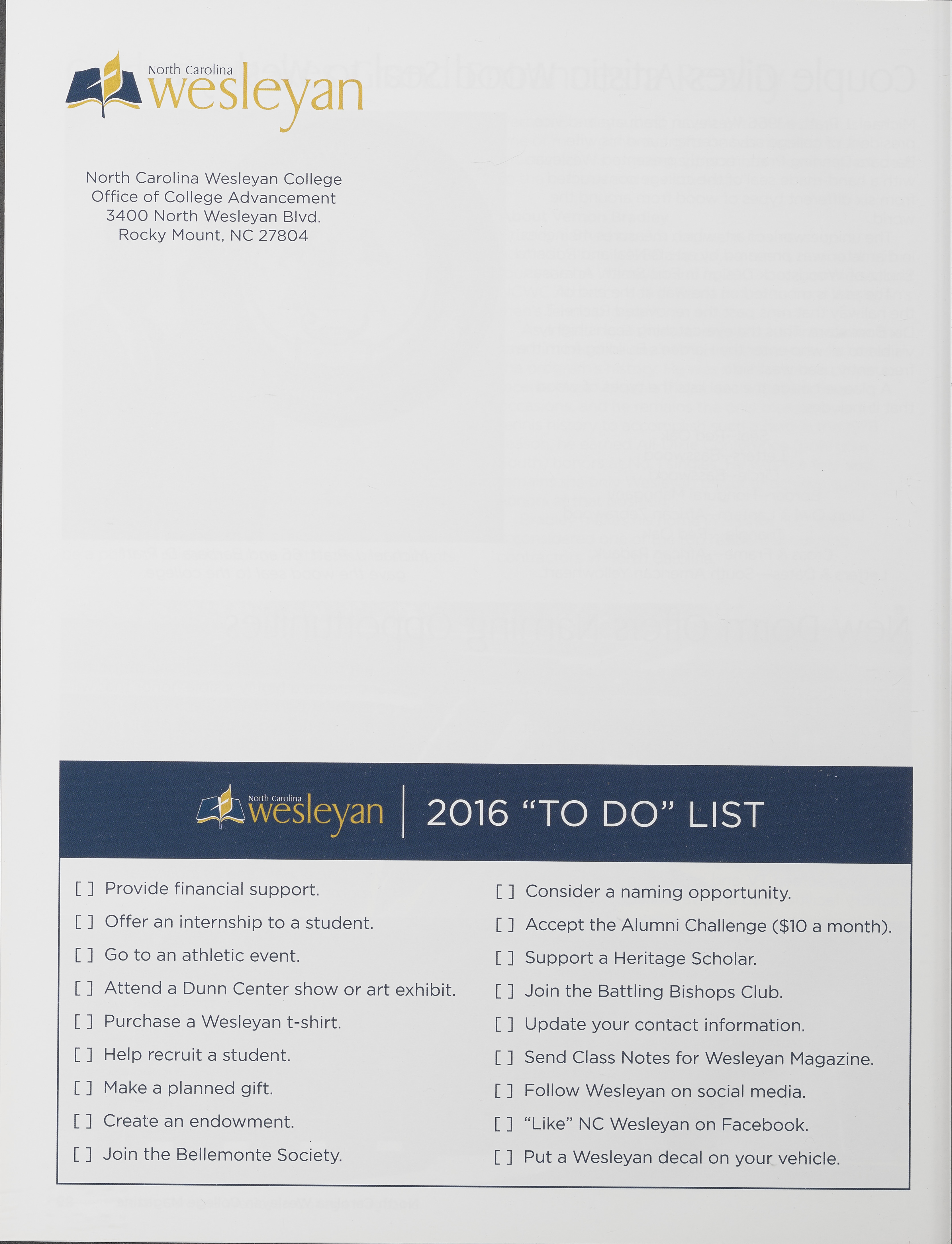 Wesleyan Magazine Spring 2016