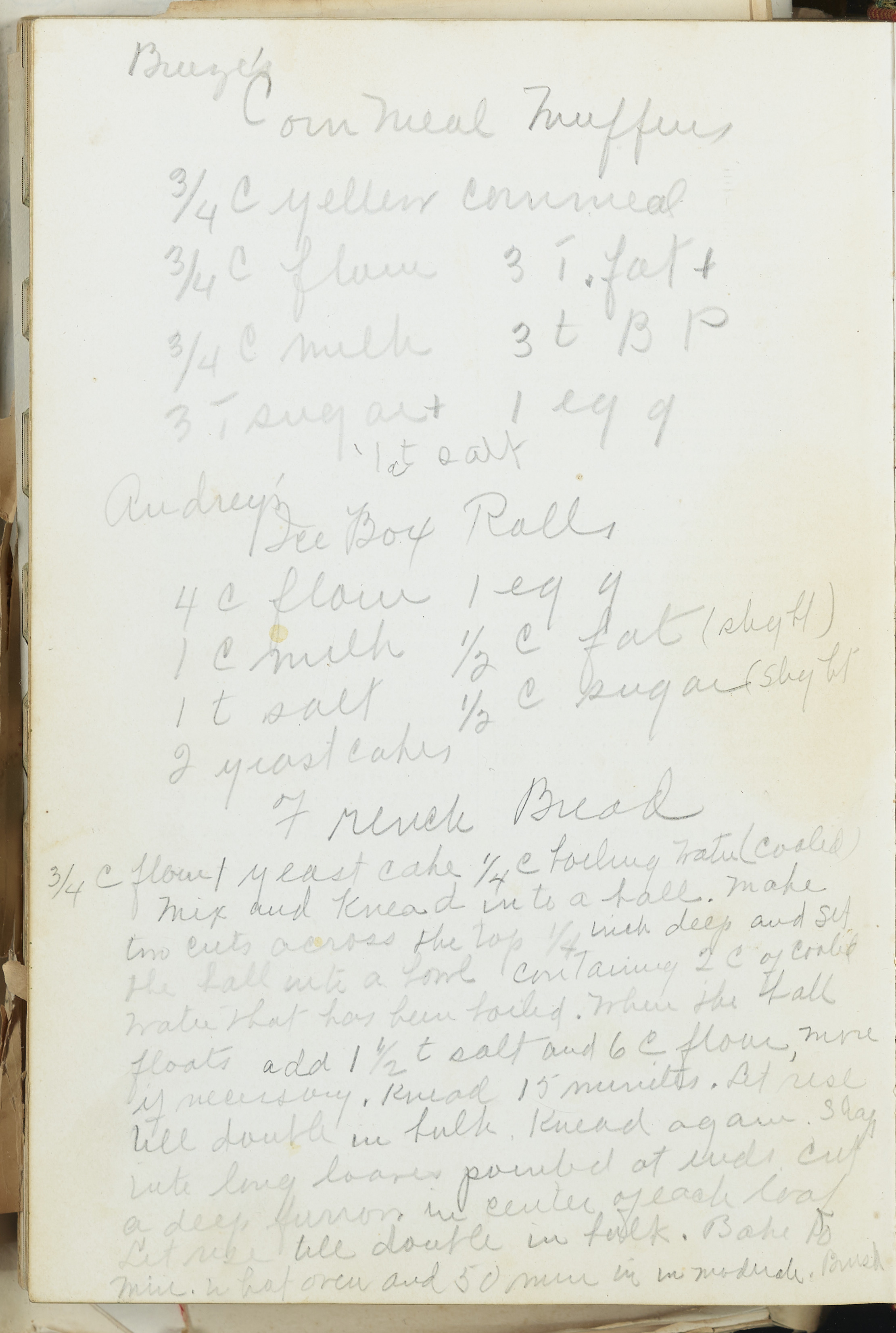 Delany Handwritten Recipes: Muffins, Rolls, Bread