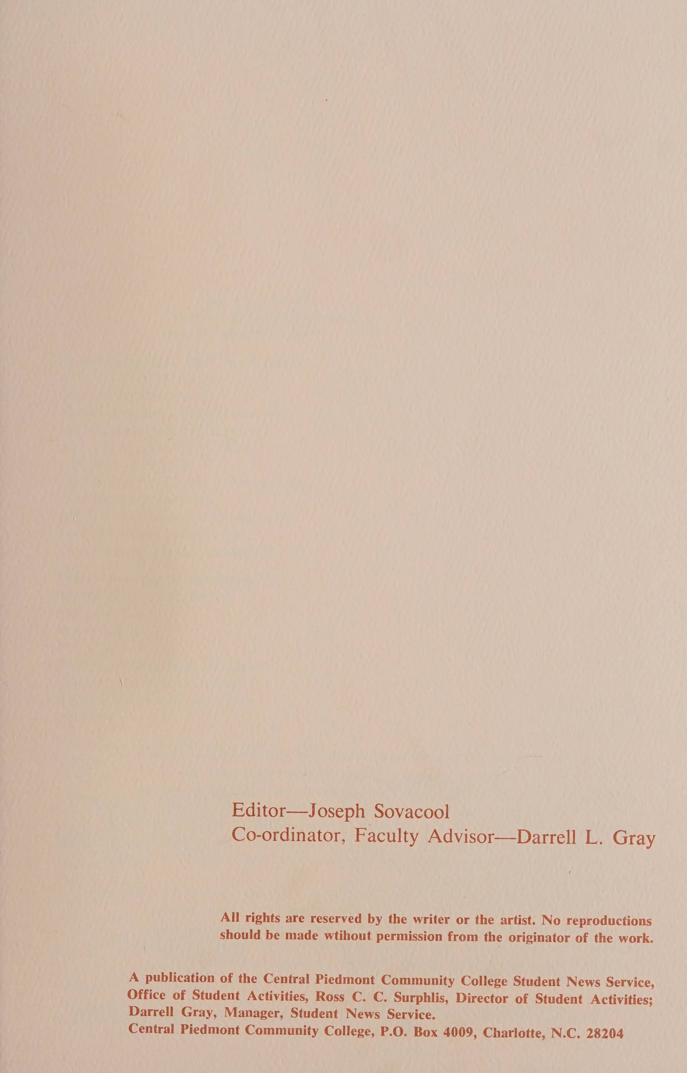 Paul Atwell Memorial Literary Magazine, Galley III [Fall 1978]