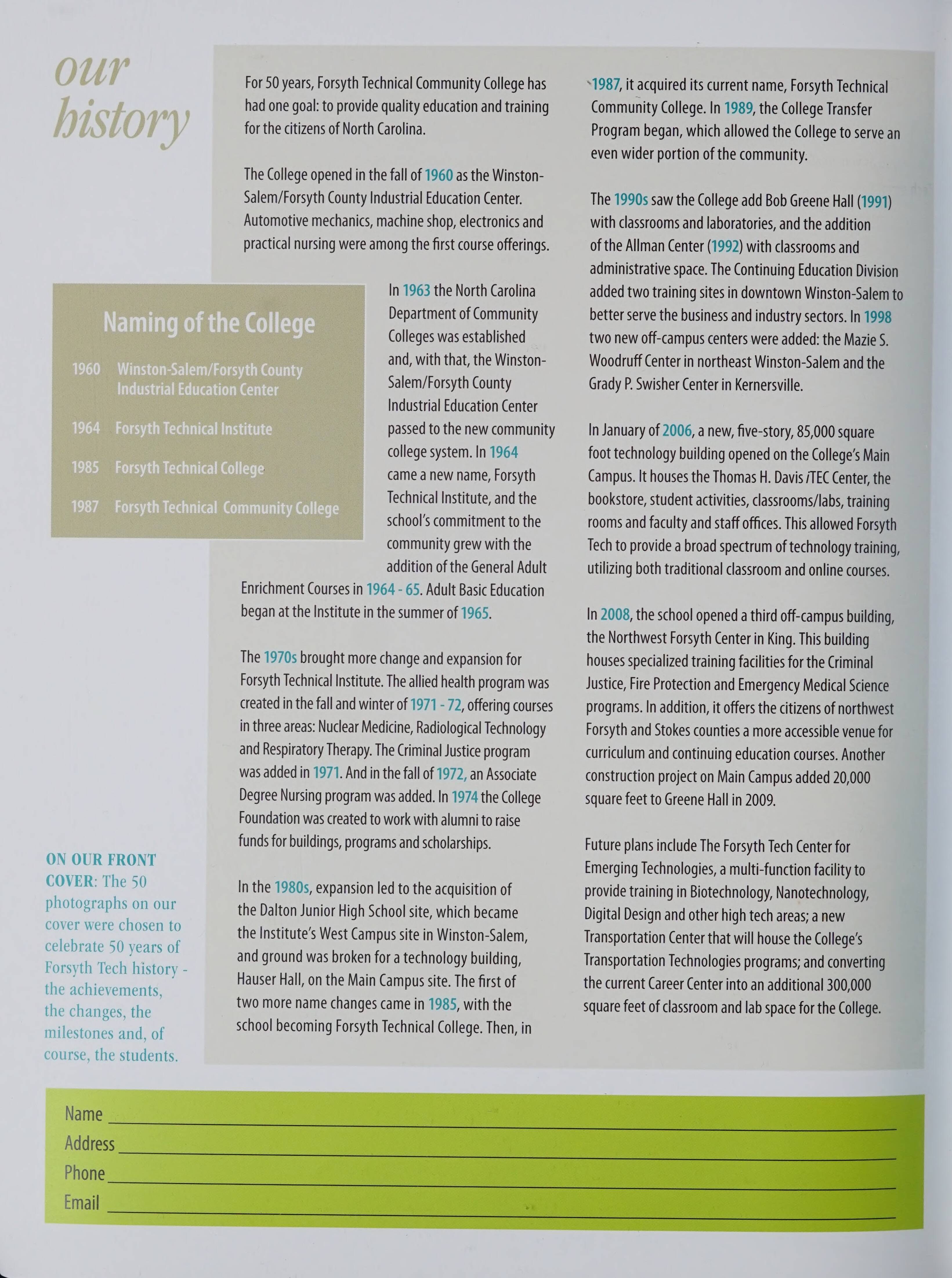 Forsyth Tech Community College Planner [2010-2011]