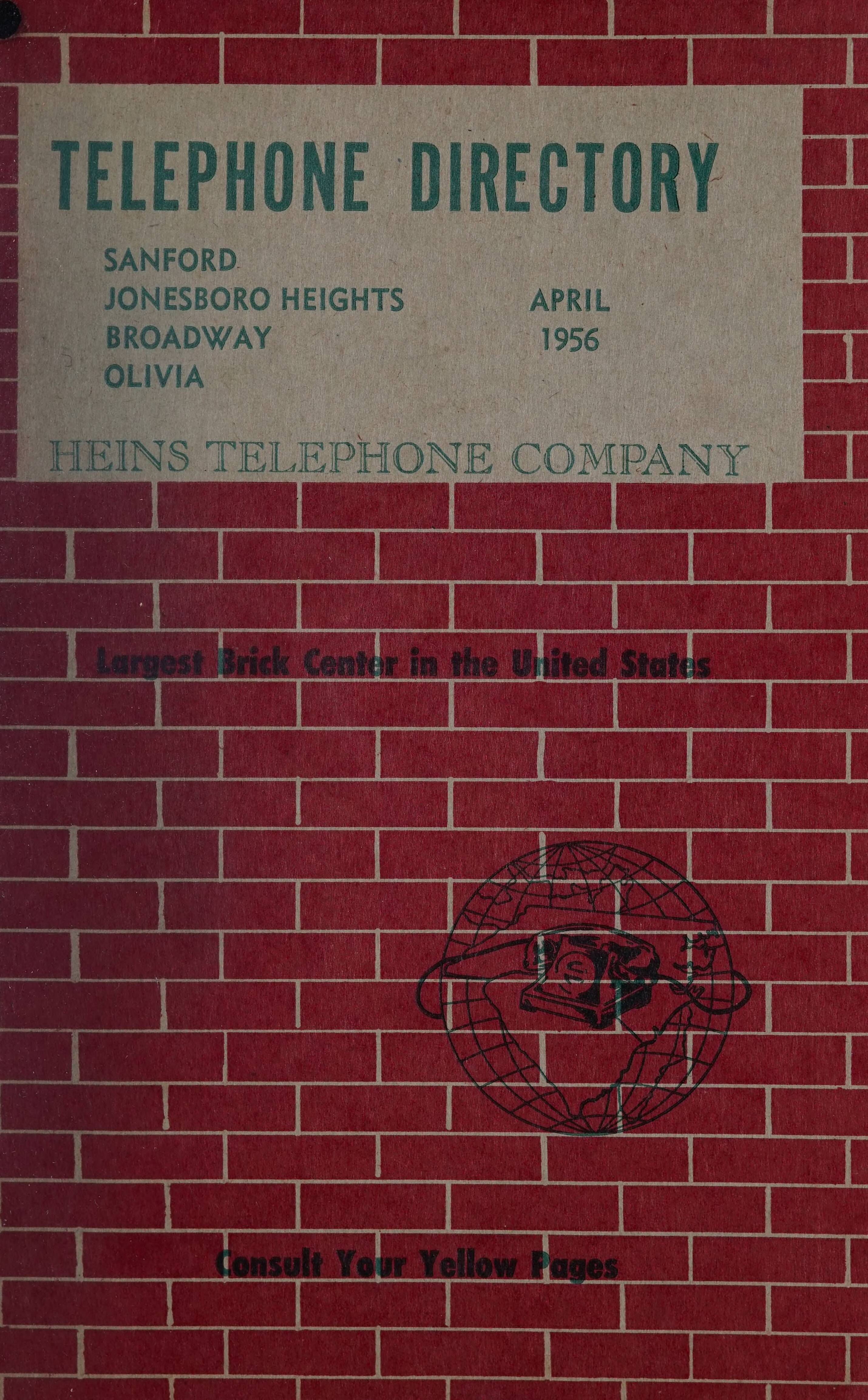 Telephone Directory of Heins Telephone Company, Sanford, Jonesboro ...