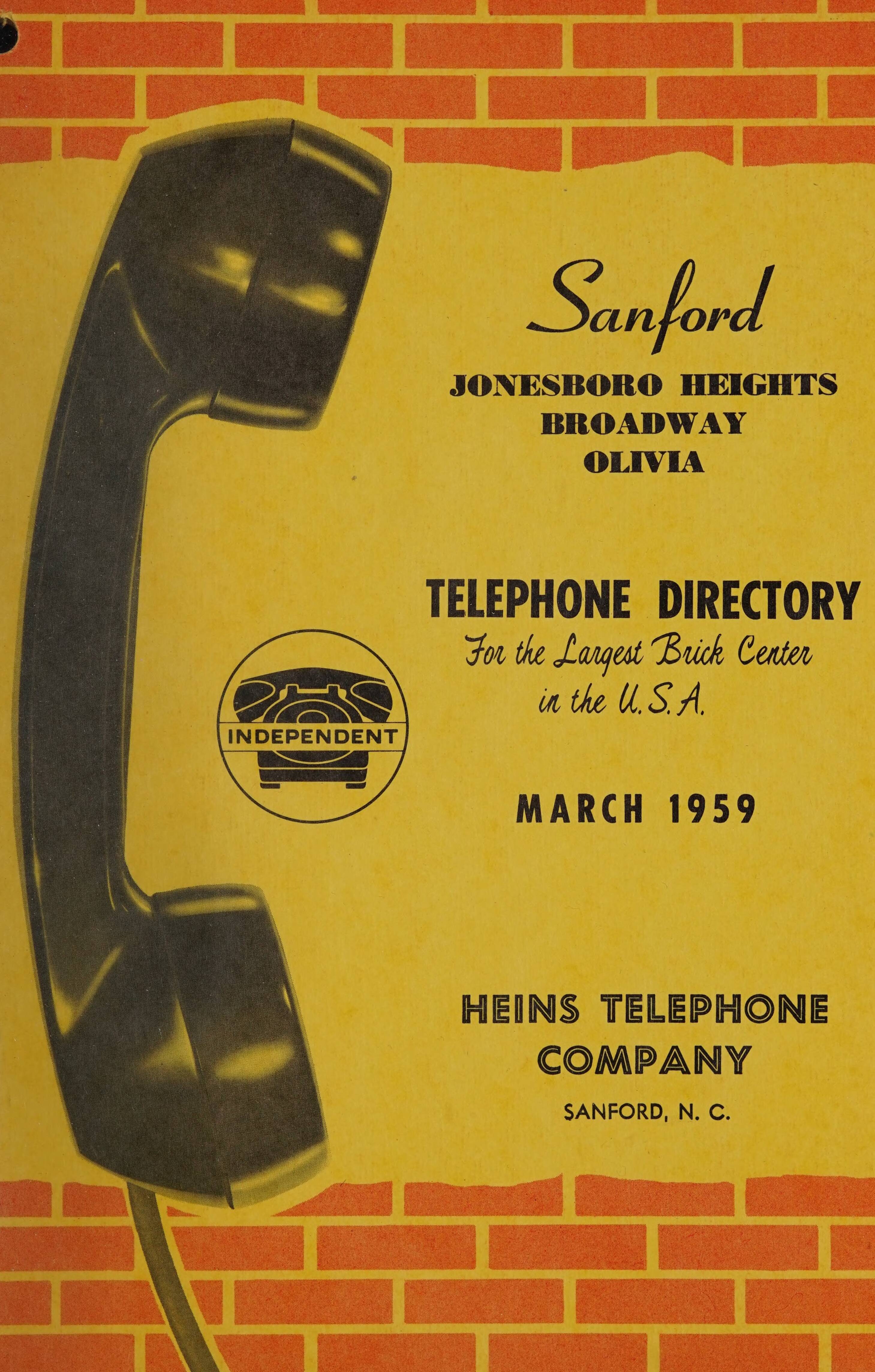Telephone Directory of Heins Telephone Company, Sanford, Jonesboro ...