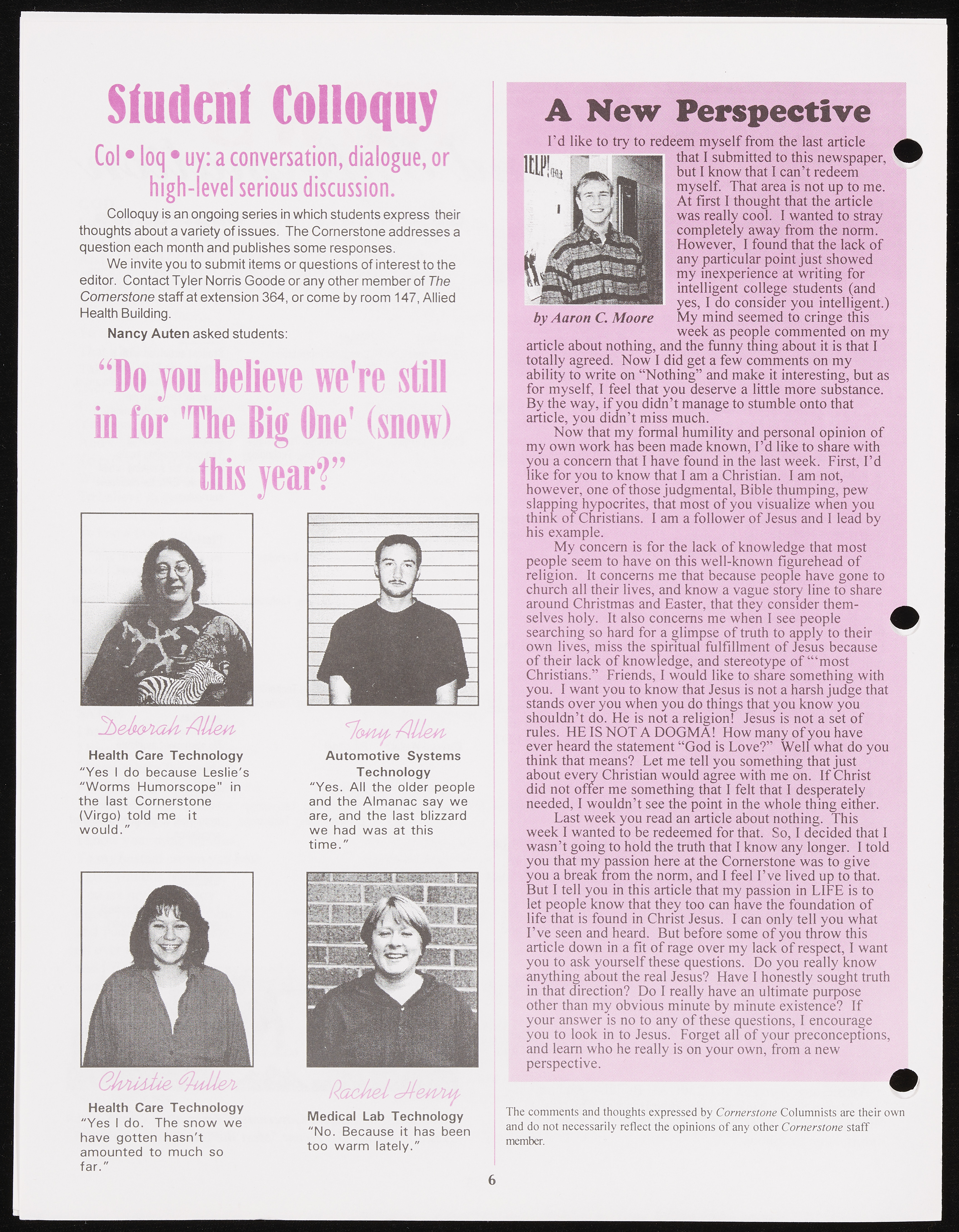 The Cornerstone [April 1, 1998]