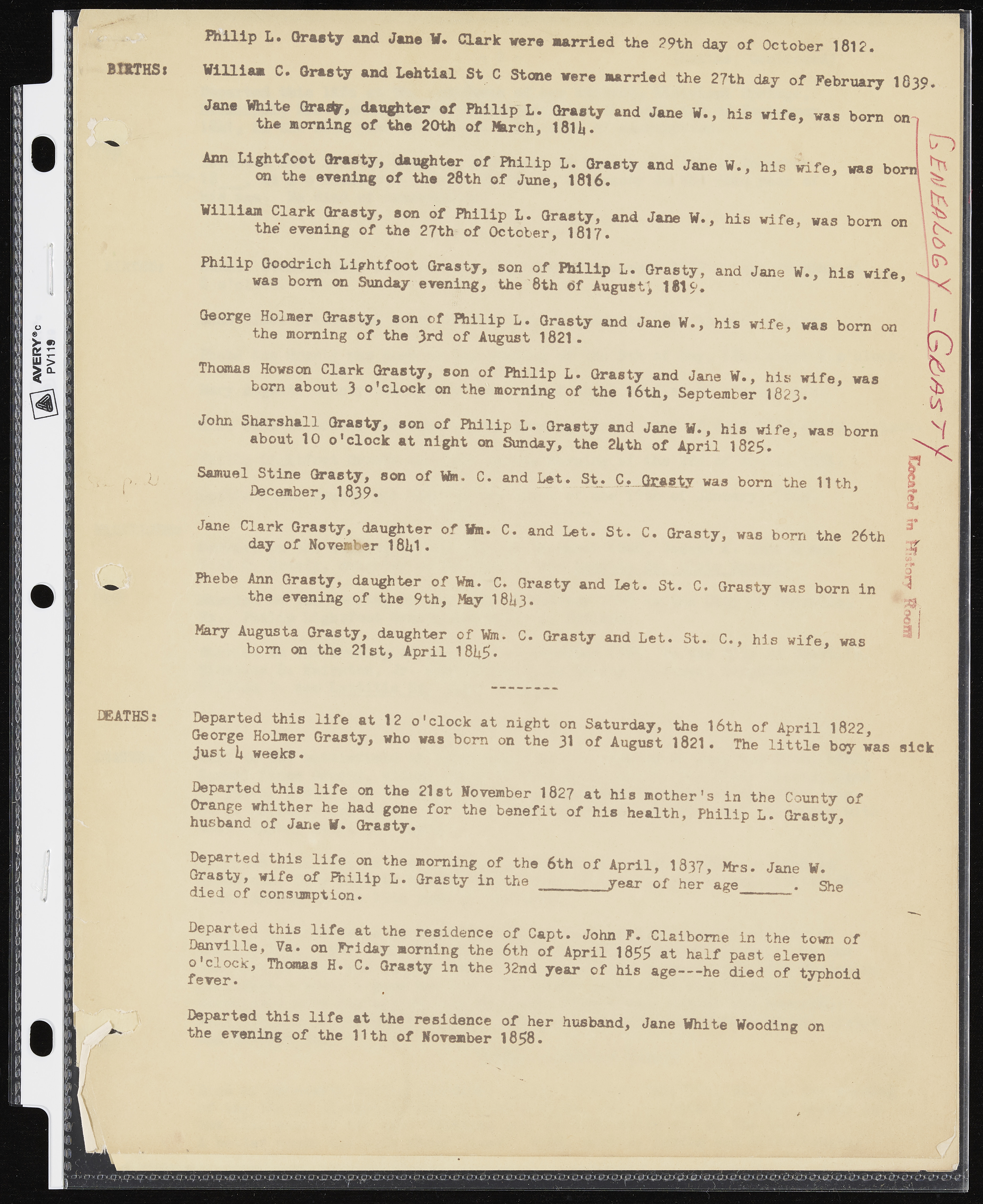 Grasty Family Genealogy Files
