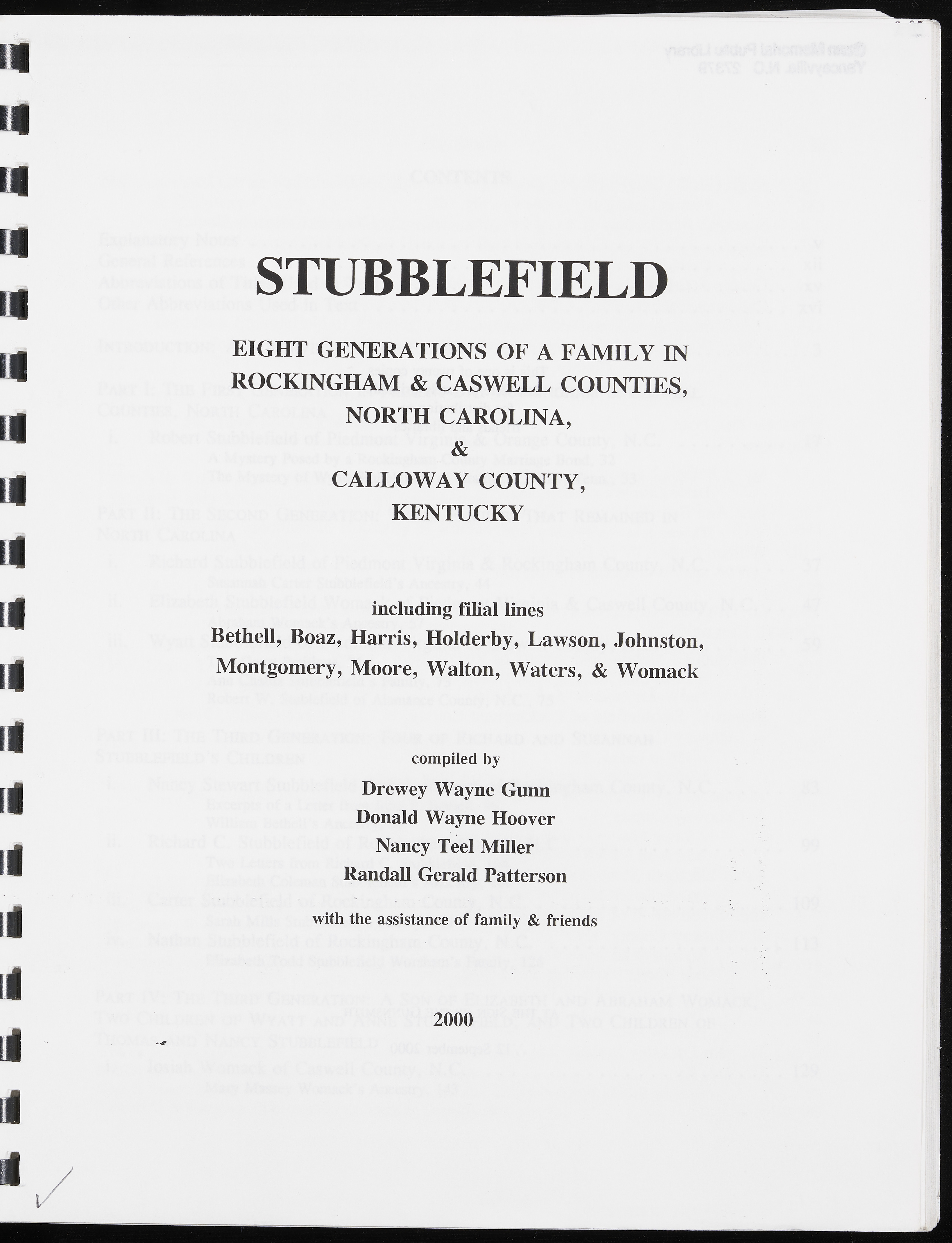 Stubblefield: Eight Generations of a Family in Rockingham & Caswell ...