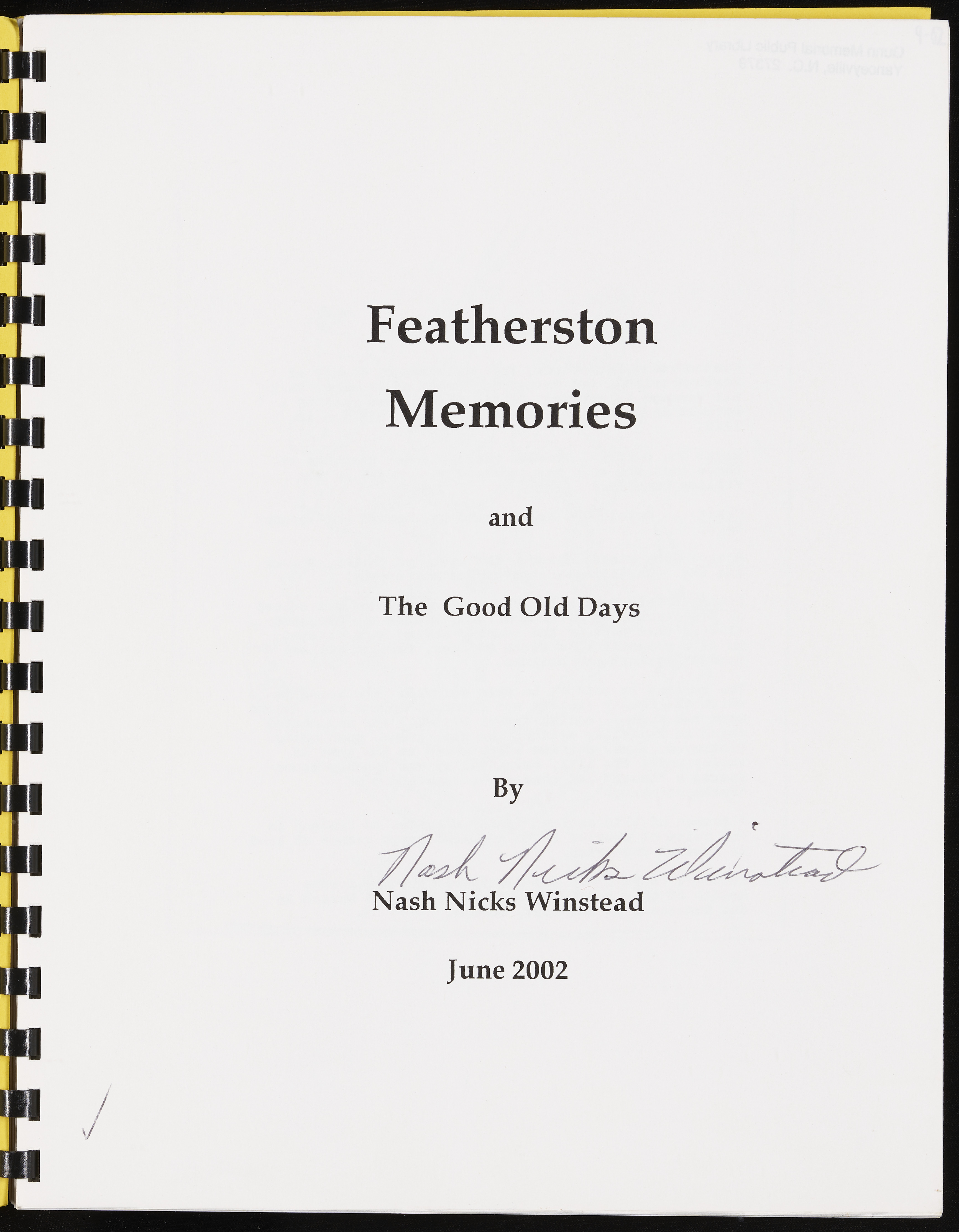Featherston memories : and the good old days