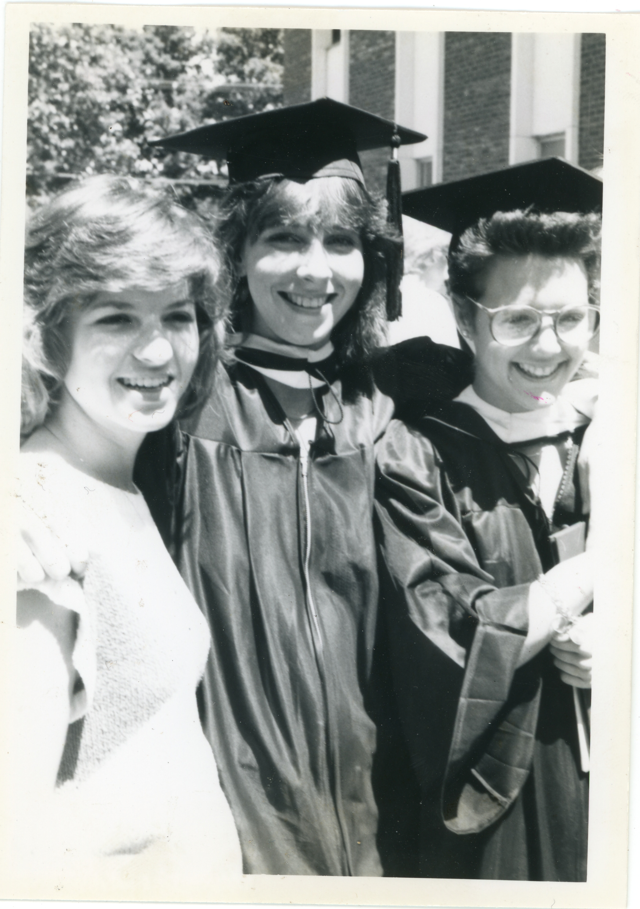 Becky Lahram ('84), Beth Batts ('85) and Lisa Culley ('85) at Graduation