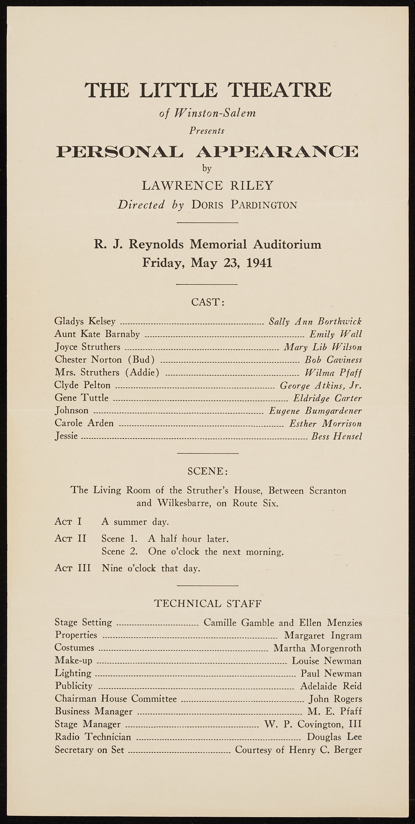 Playbills from Little Theatre Productions [1940-1941]
