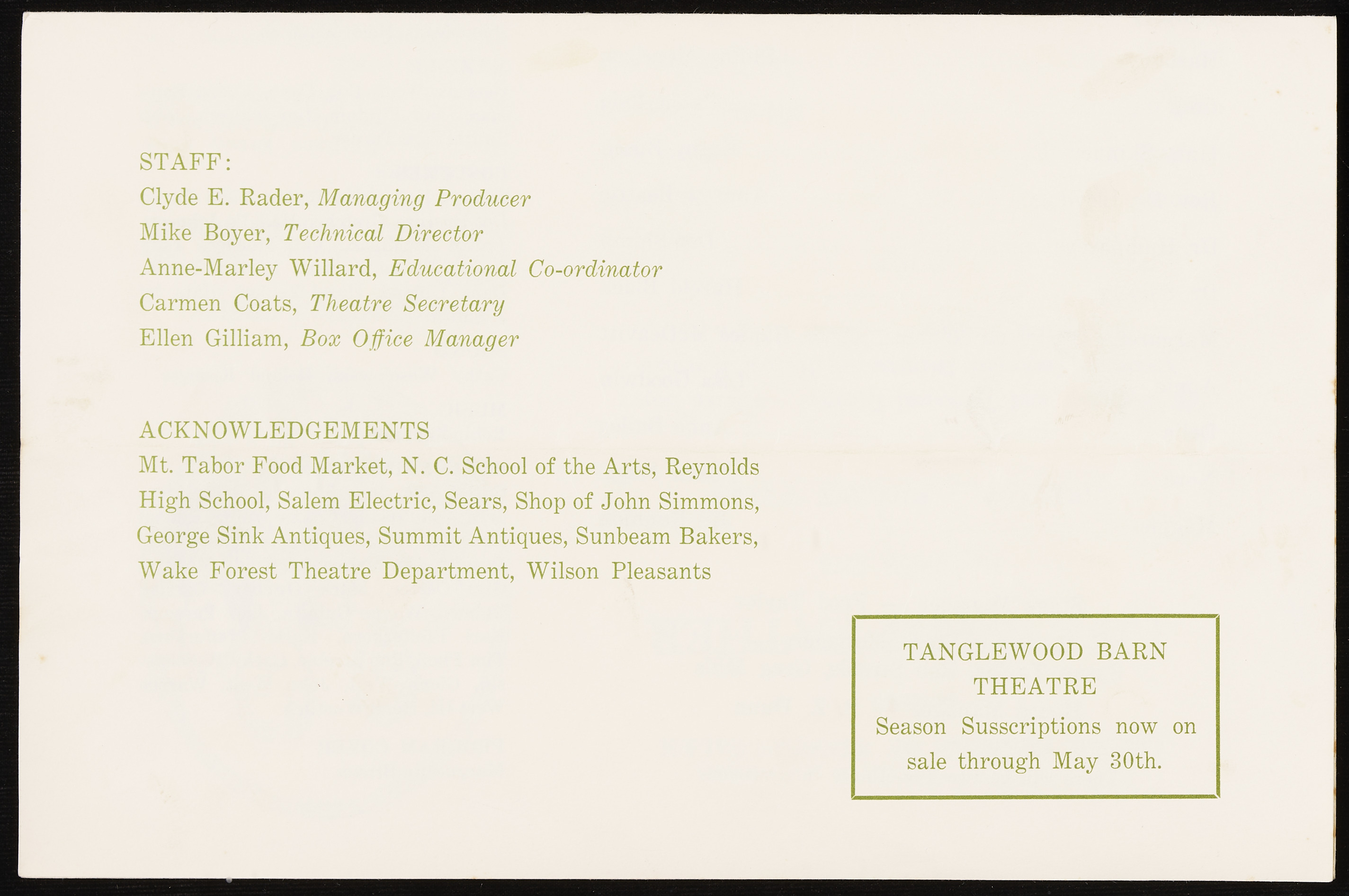 Playbills from Little Theatre Productions [1975-1976]