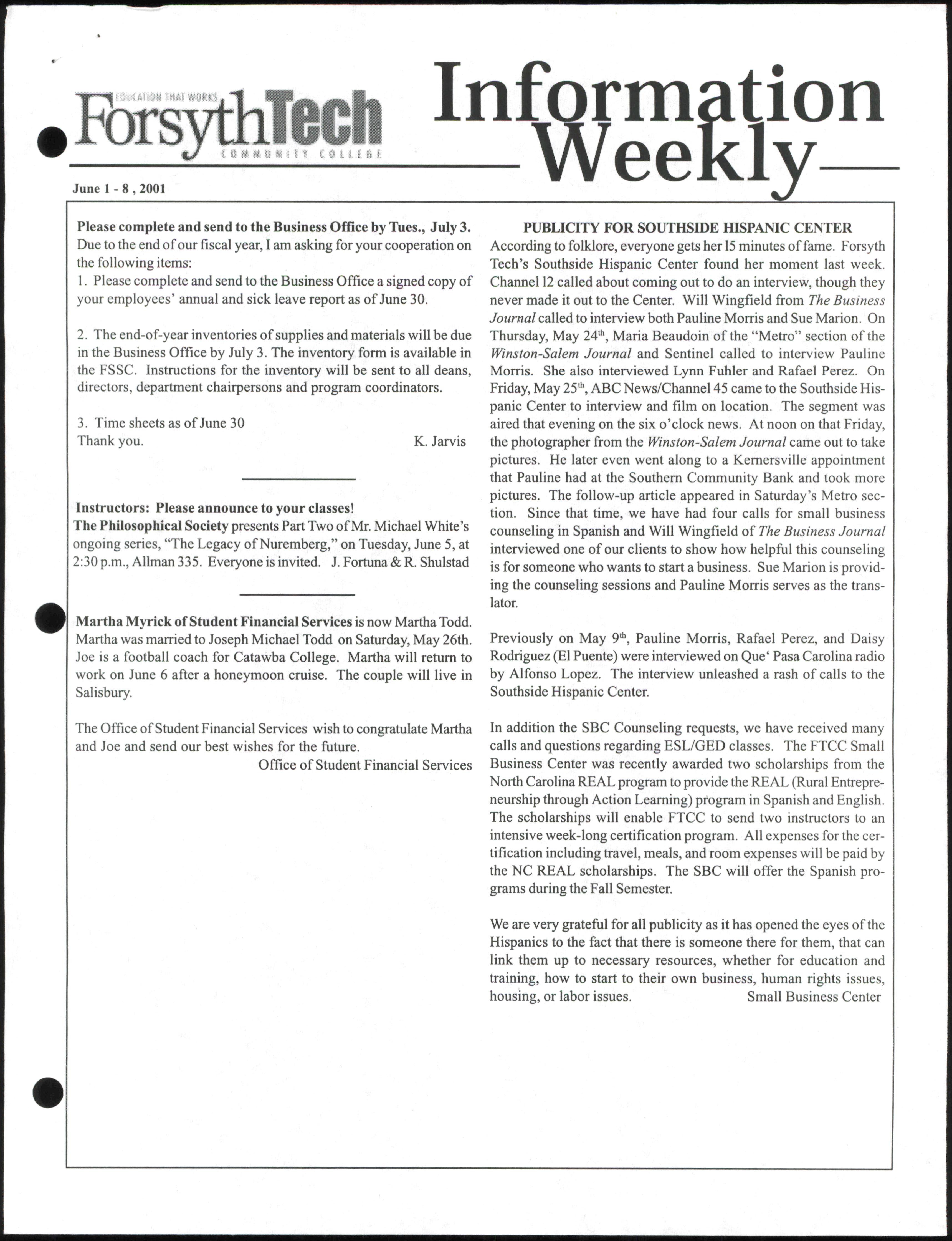 Information Weekly [June-September 2001]