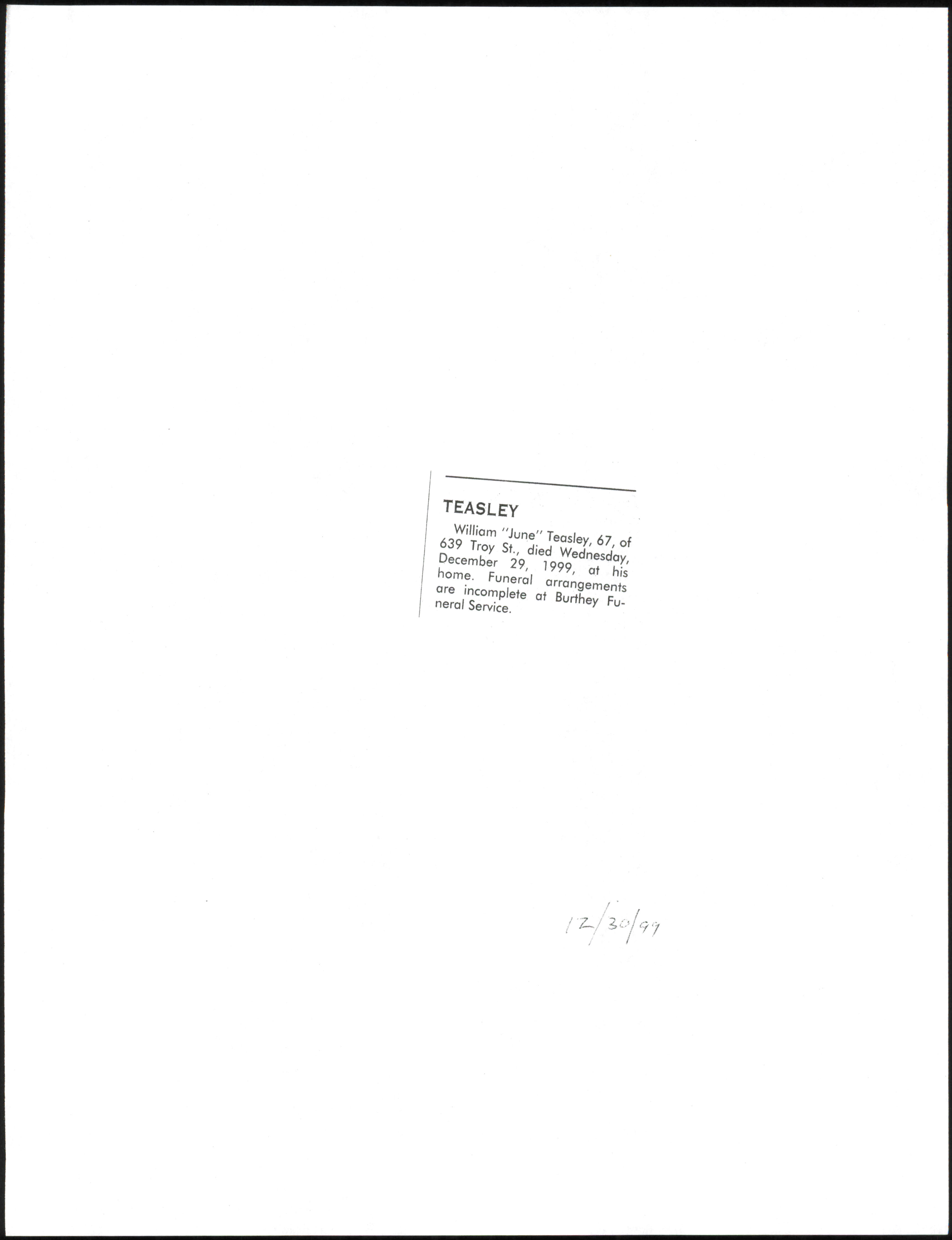 Funeral Programs: Tate, Tatum, Taylor, Teasley