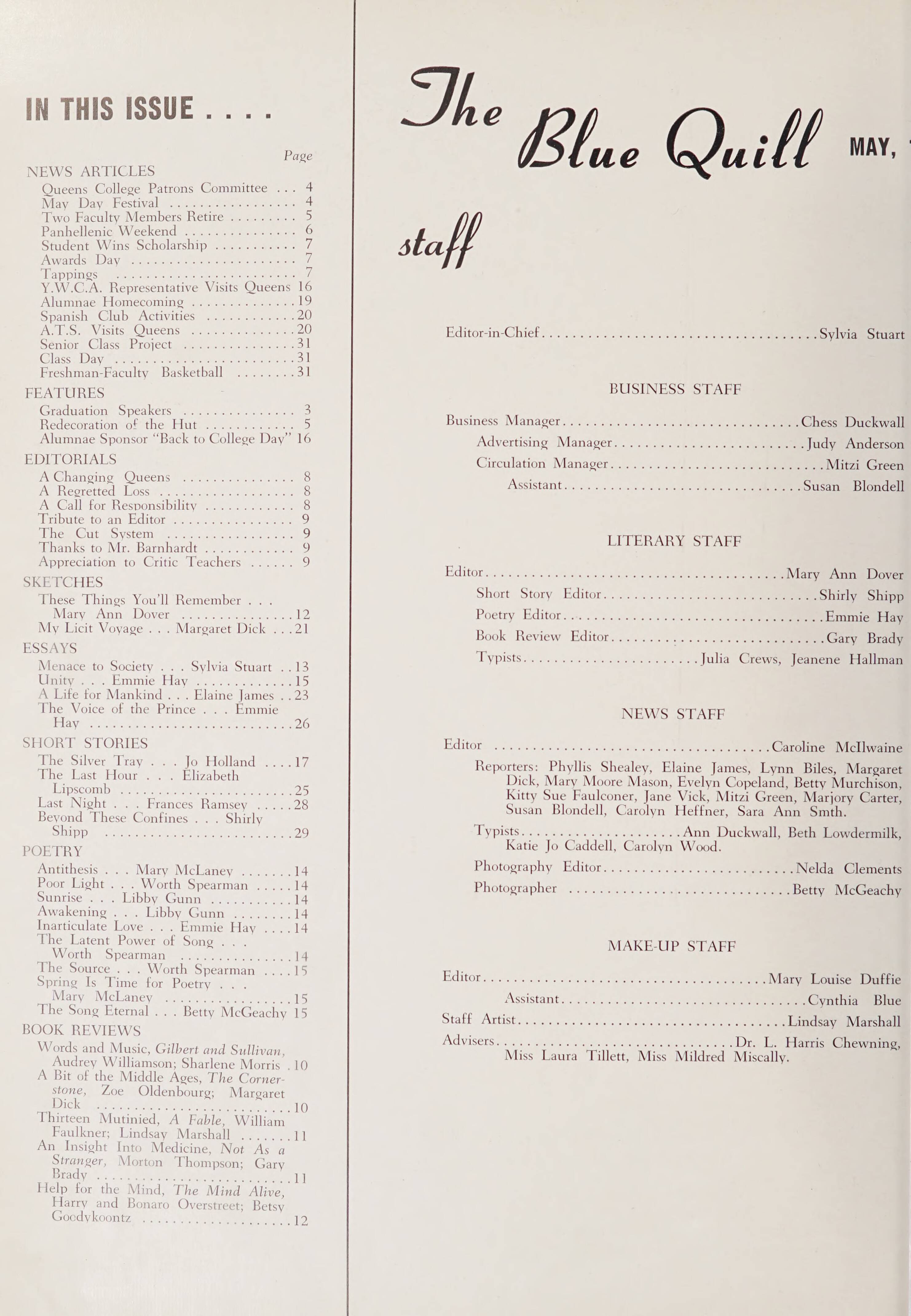 The Blue Quill [May 1955]