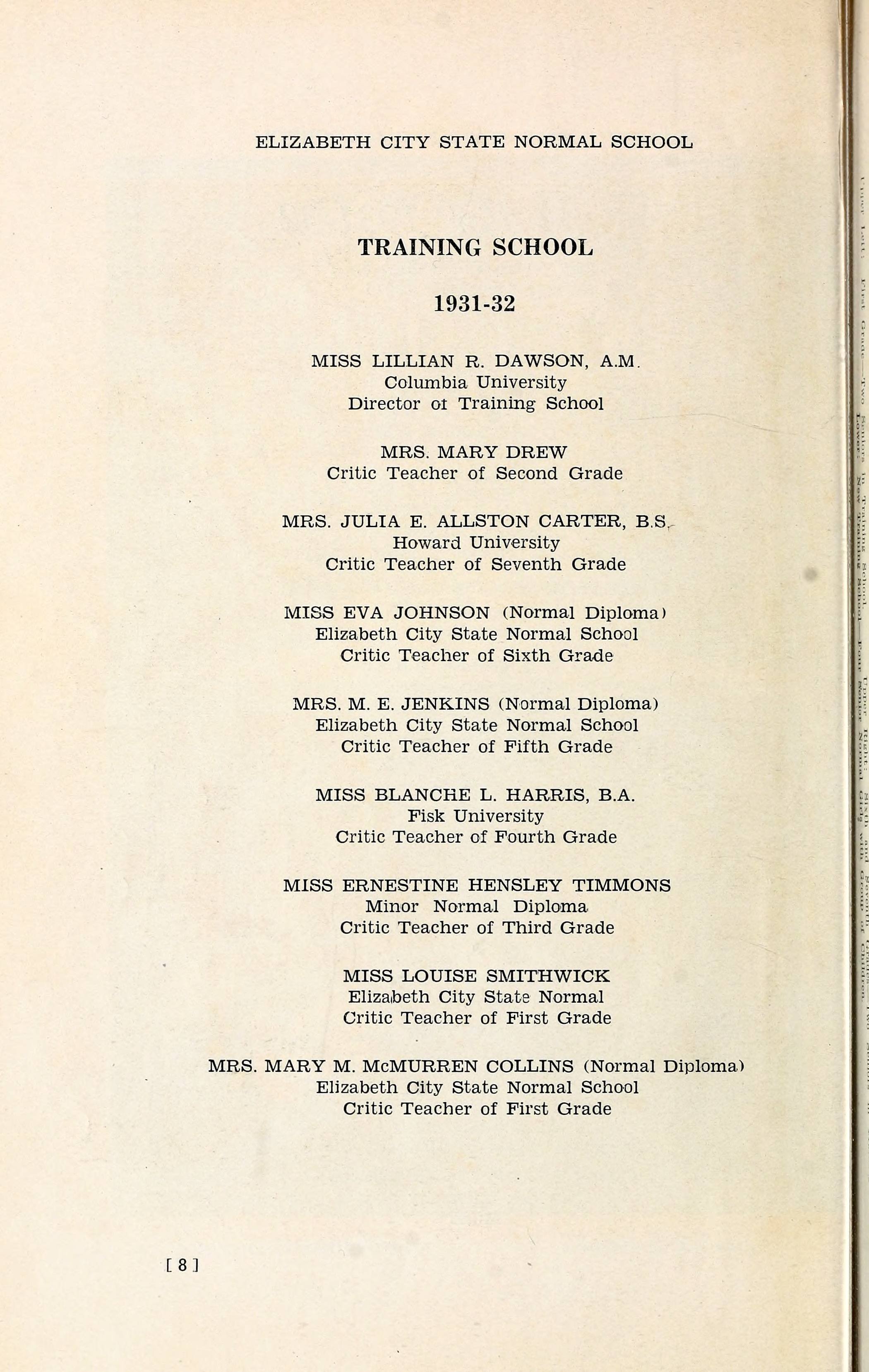 Elizabeth City State Teachers College Catalog [1931-1940]