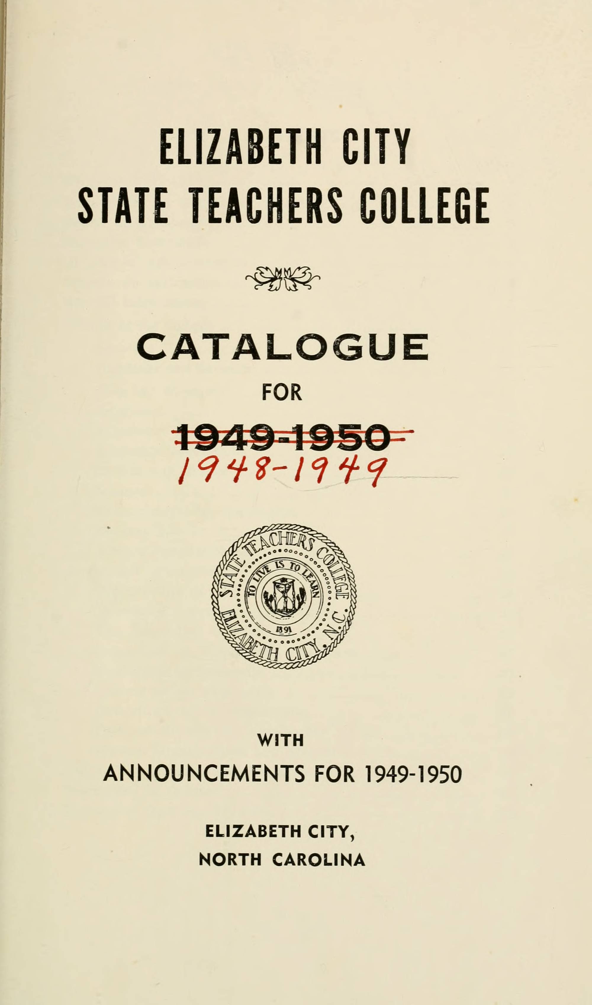 Elizabeth City State Teachers College Catalogues [1948-1954]