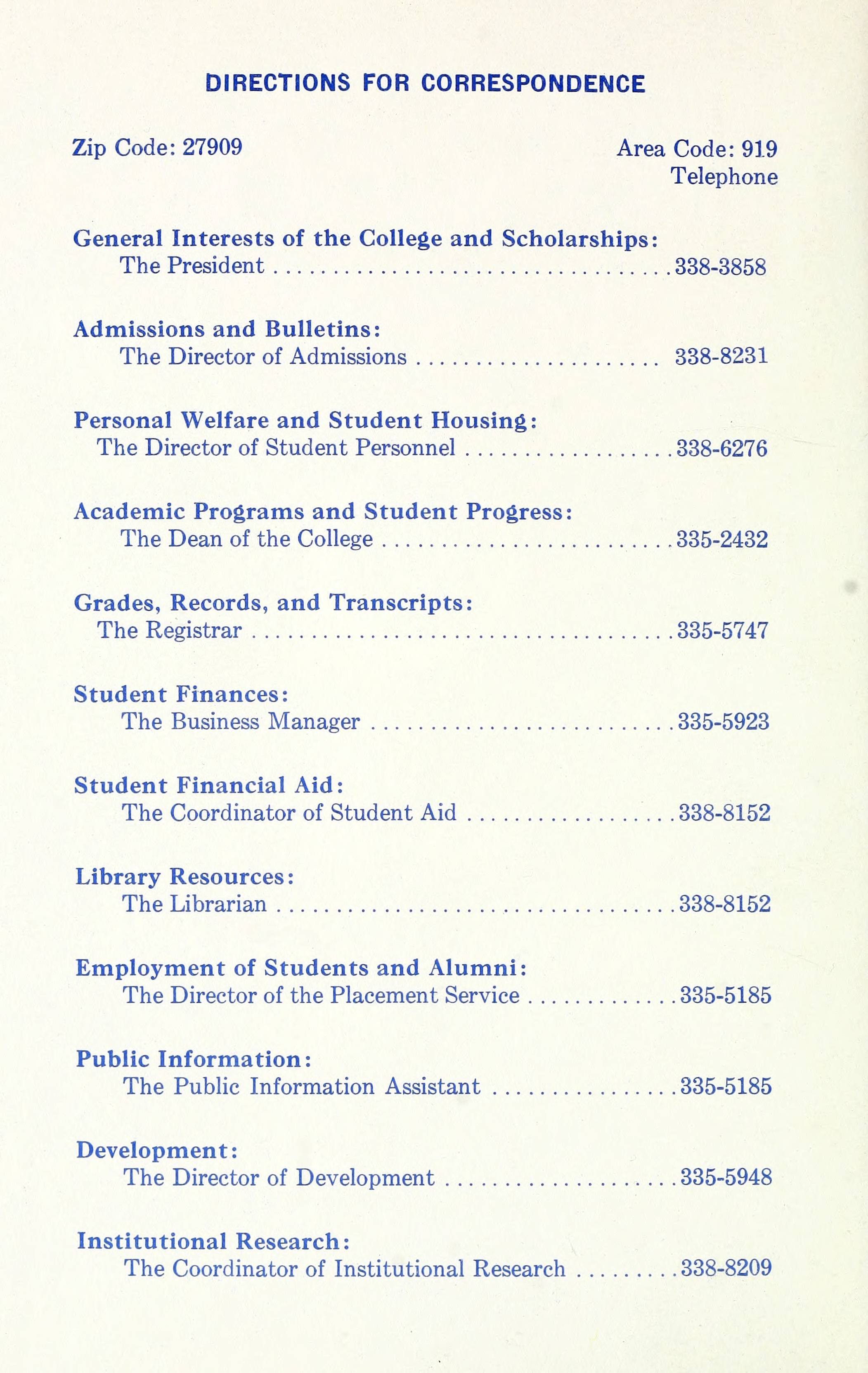 Elizabeth City State College Catalog and Announcements [1967-1970]