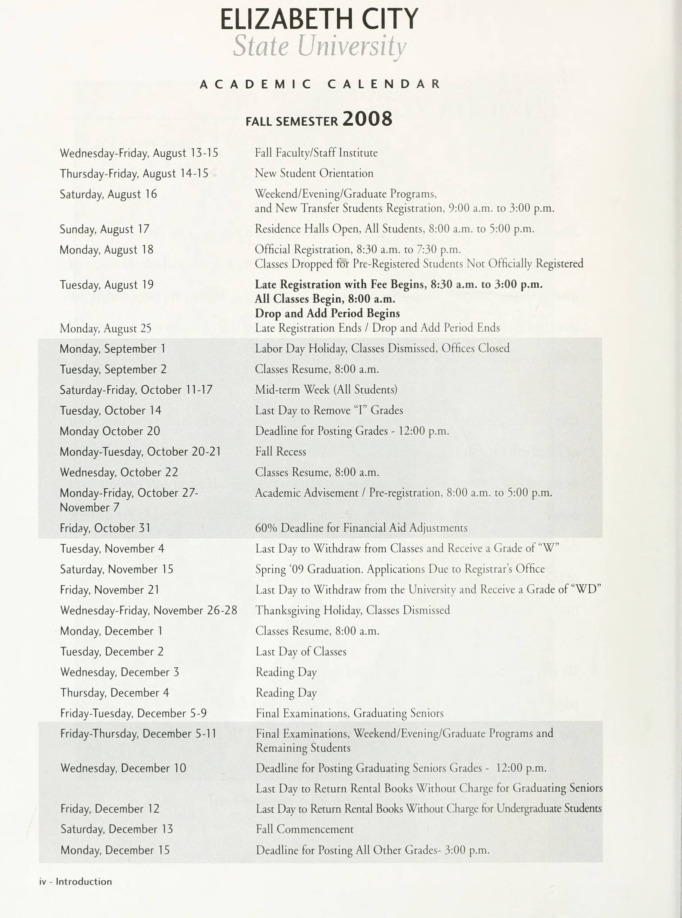 Elizabeth City State University Catalog [2008-2010]