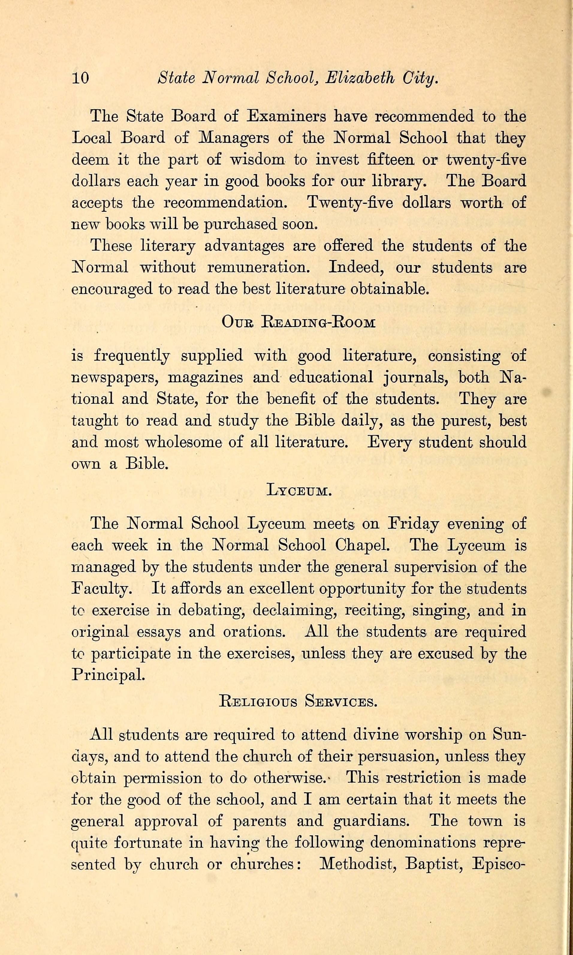 Elizabeth City State Teachers College Catalog [1901-1906]
