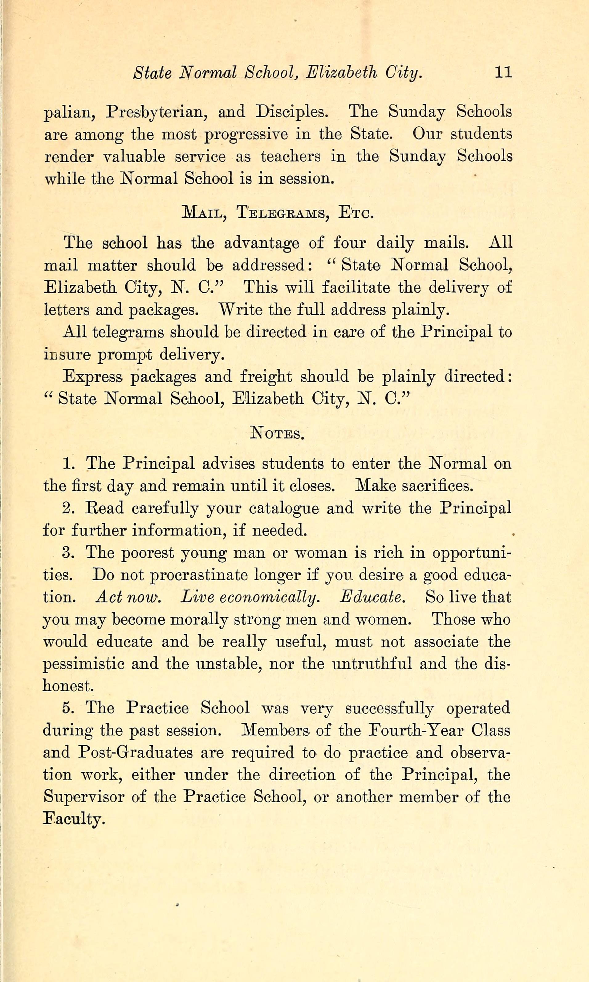Elizabeth City State Teachers College Catalog [1901-1906]