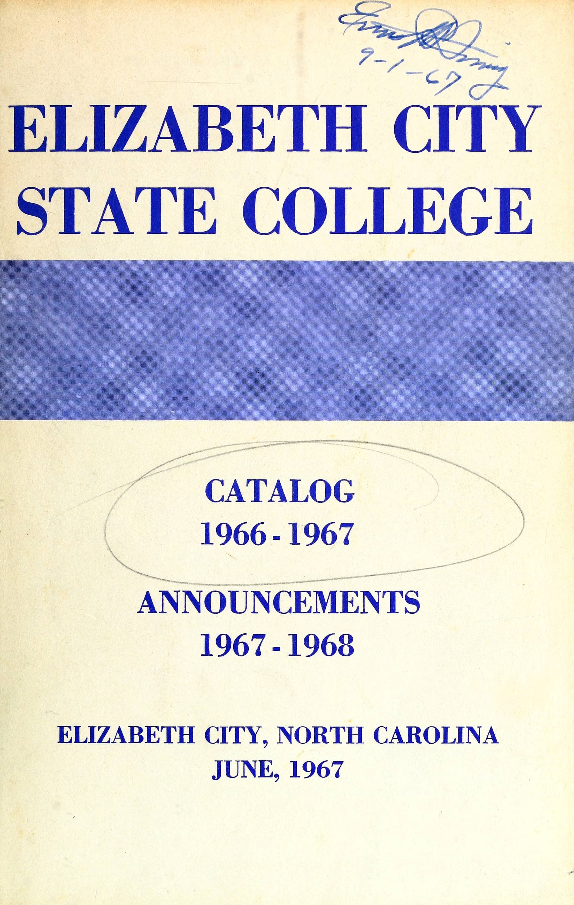 Elizabeth City State College Catalog and Announcements [1966-1968]