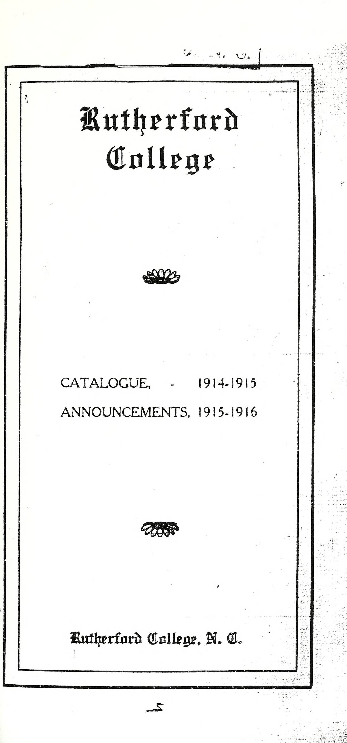 Rutherford College Catalog [1914-1915]