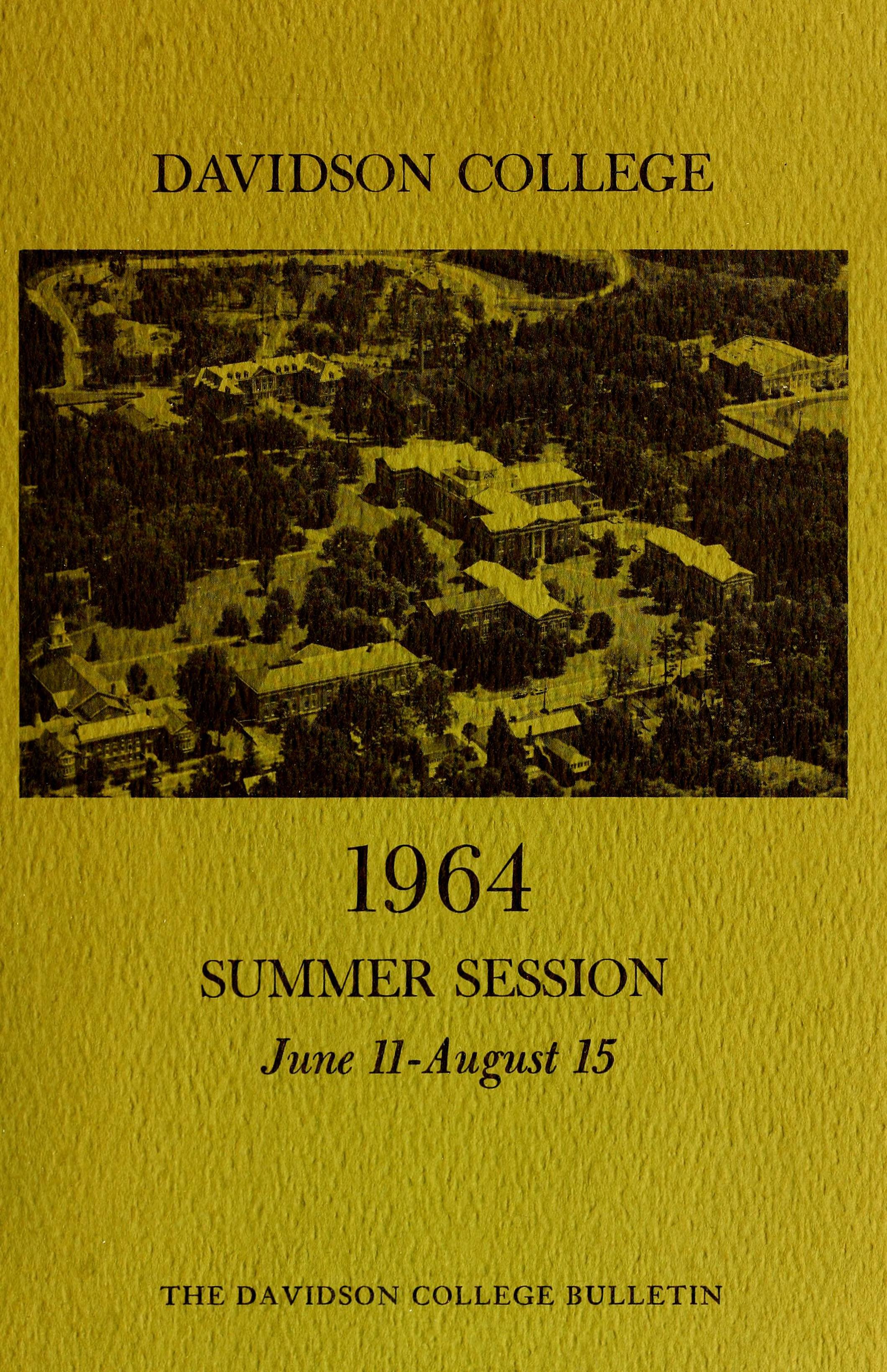 Davidson College Catalog [Summer 1964]