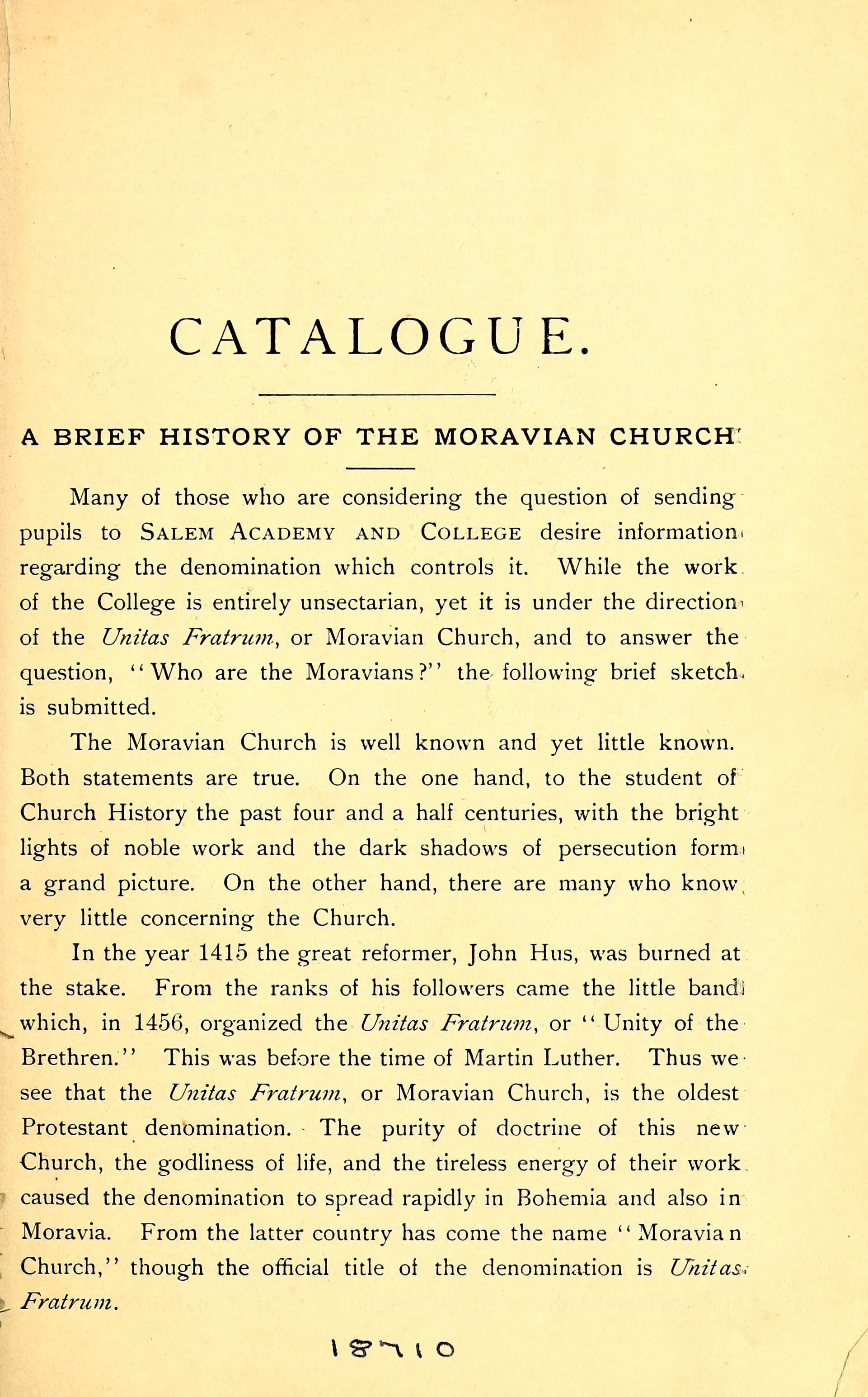Salem Academy and College Catalogs [1905-1915]