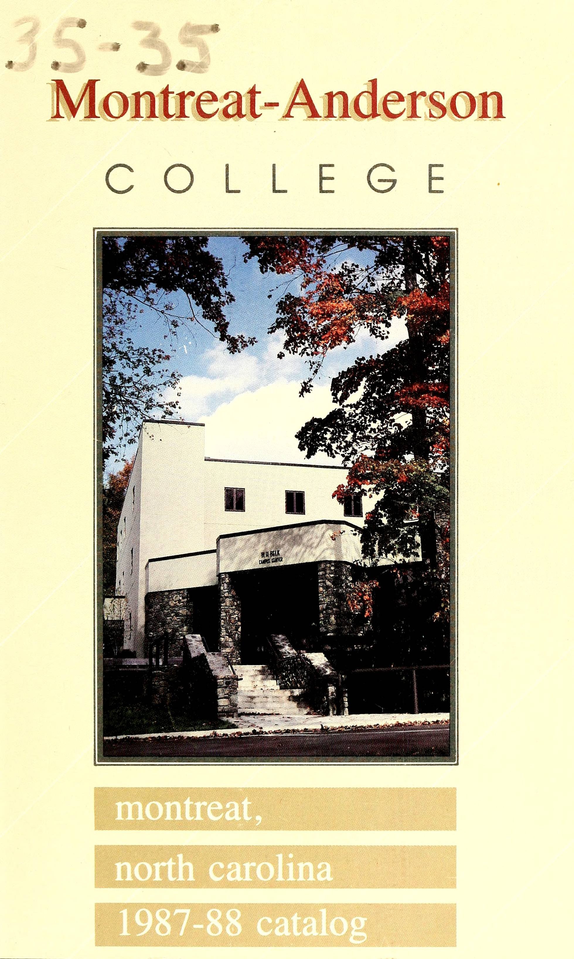 Montreat-Anderson College Course Catalog [1987-1988]