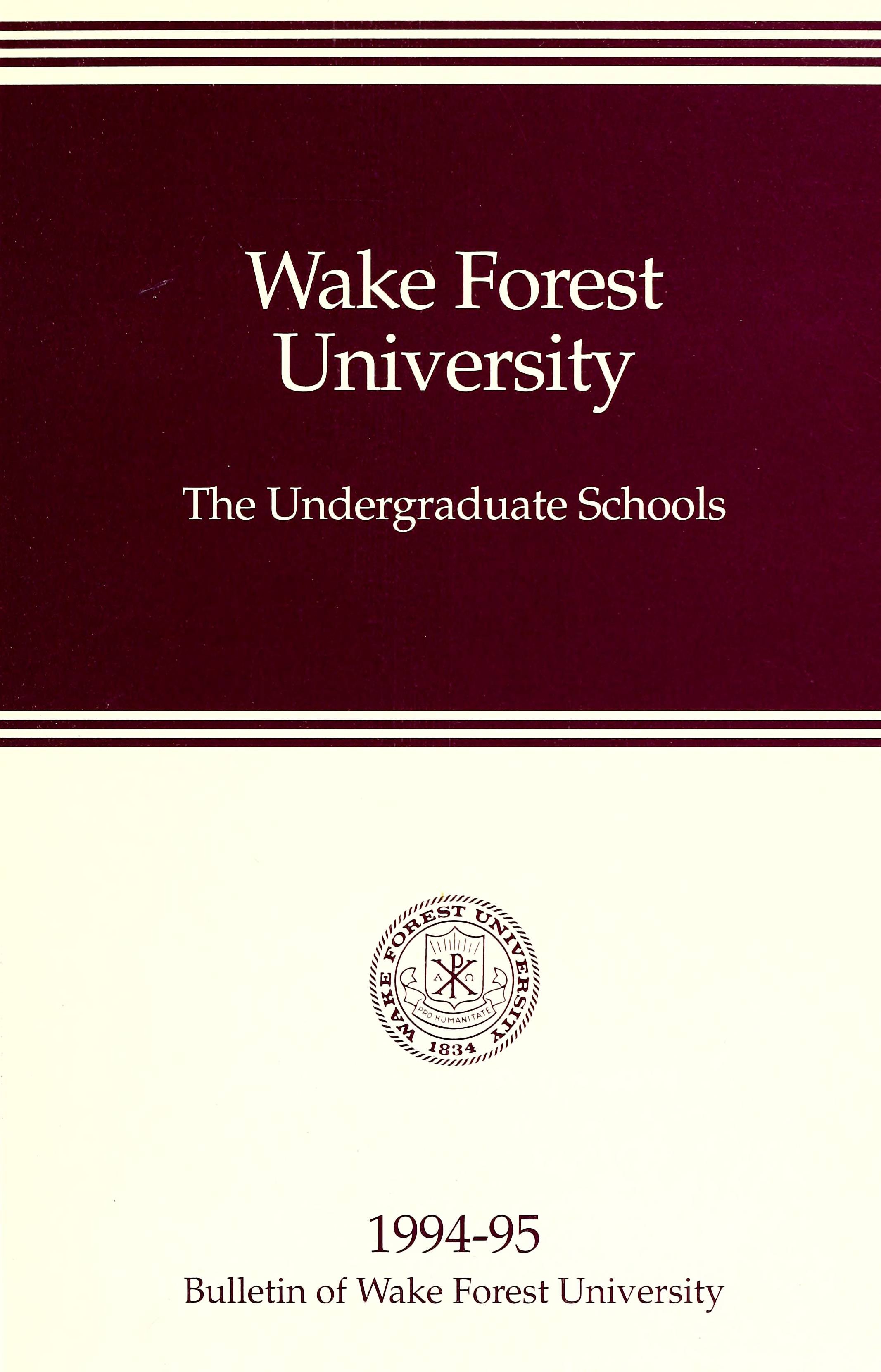 Bulletin of Wake Forest University [1994-1995]