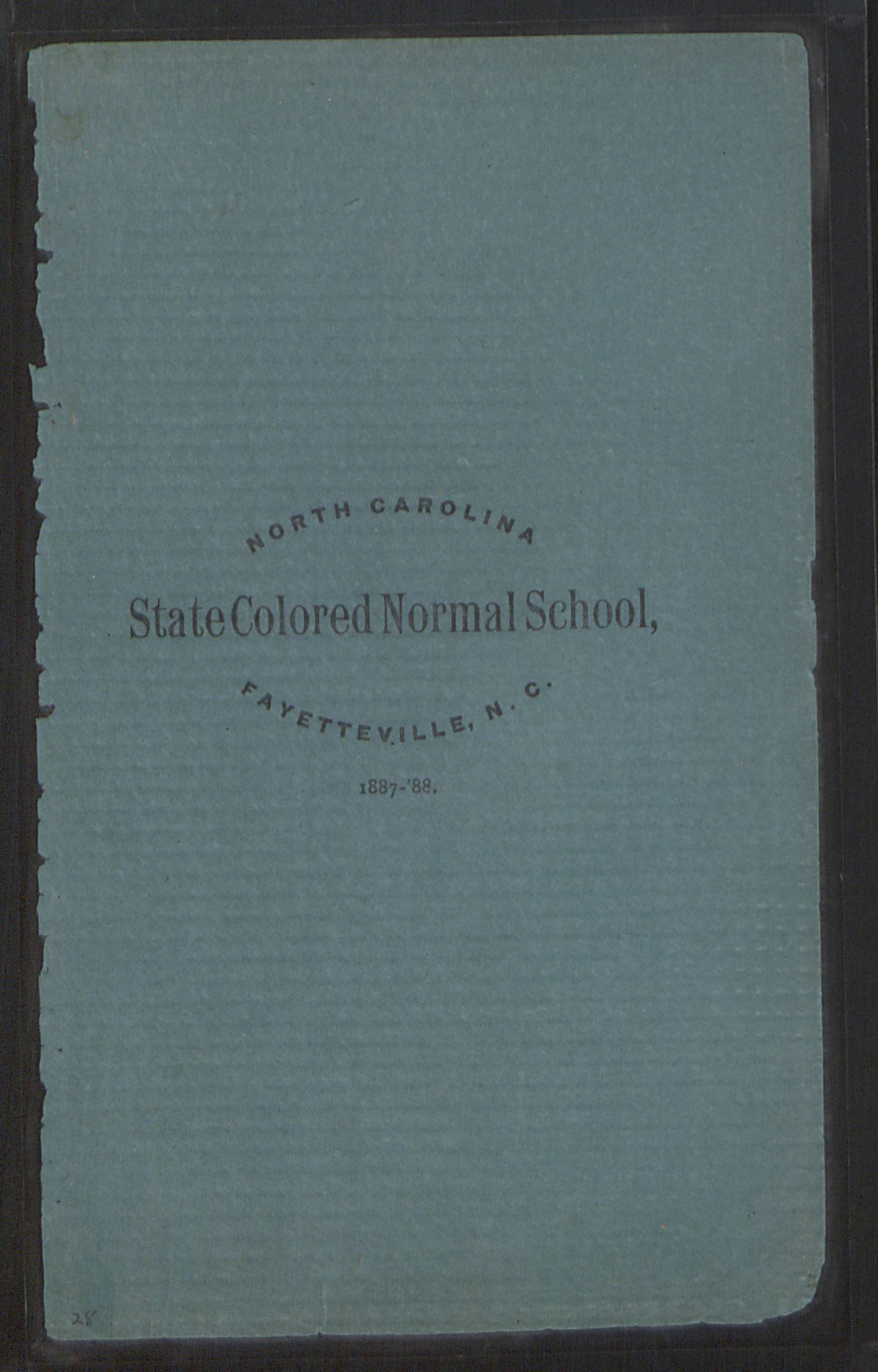 North Carolina State Colored Normal School Catalog [1887-1888]
